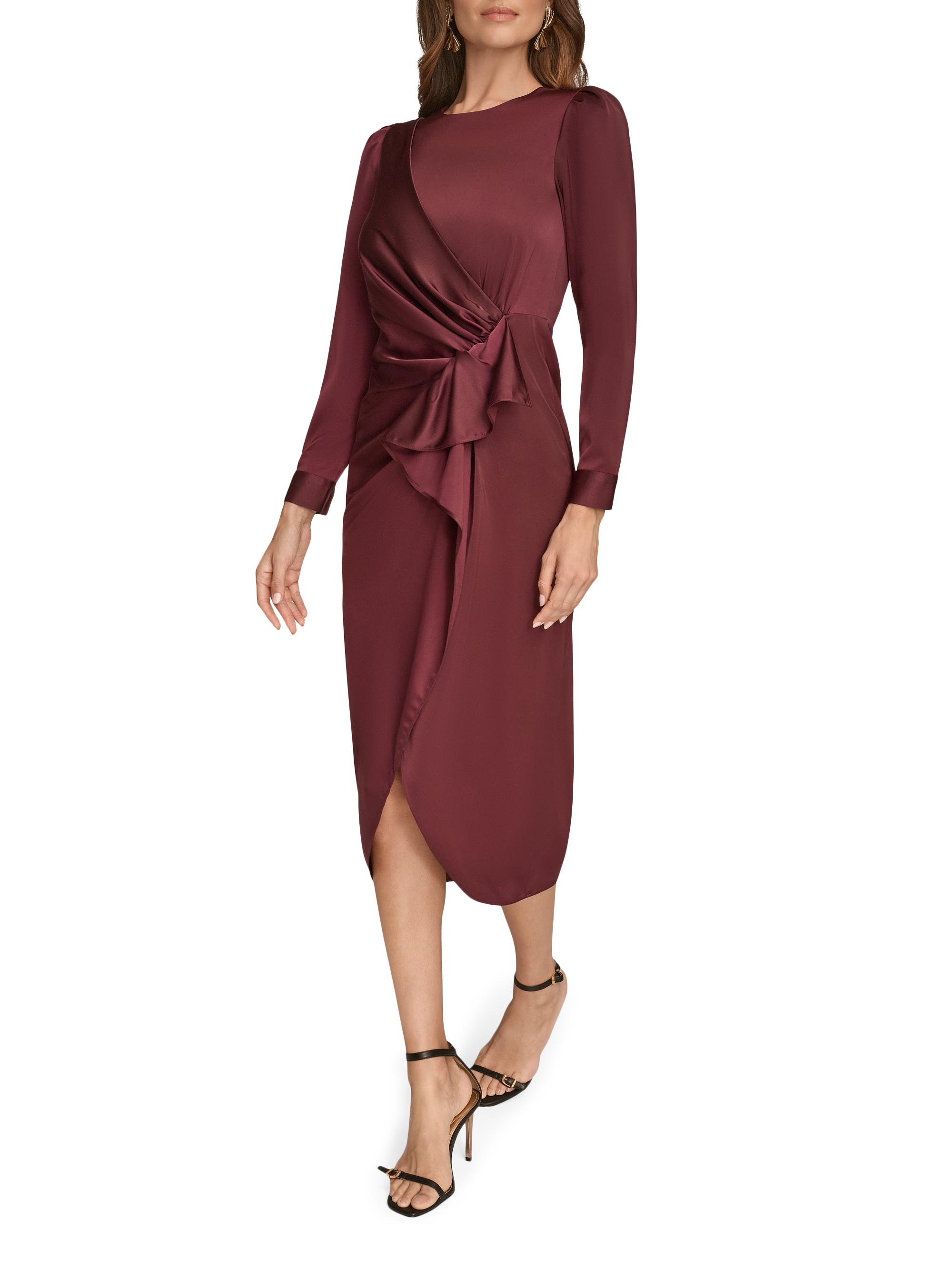 Donna Karan New York Draped Satin Wrap-Style Dress | Saks Fifth Avenue