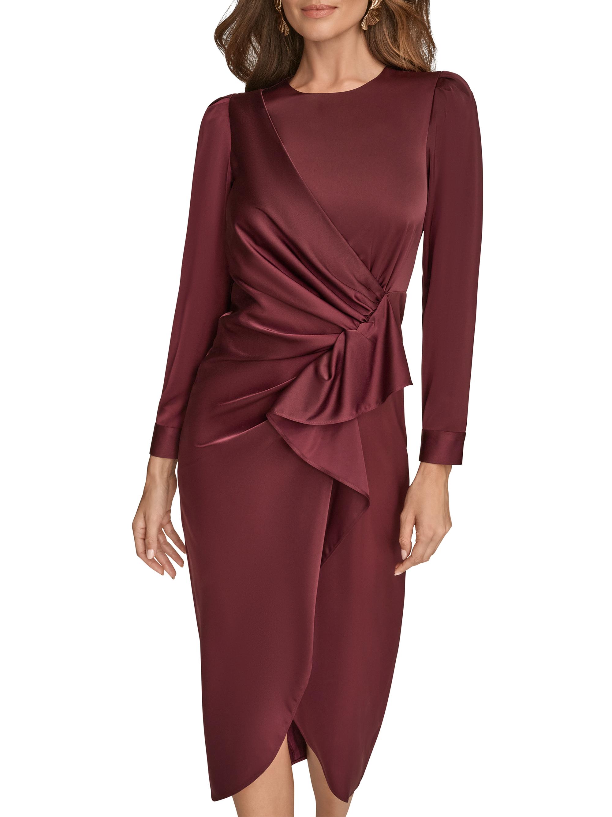 Donna Karan New York Draped Satin Wrap-Style Dress | Saks Fifth Avenue