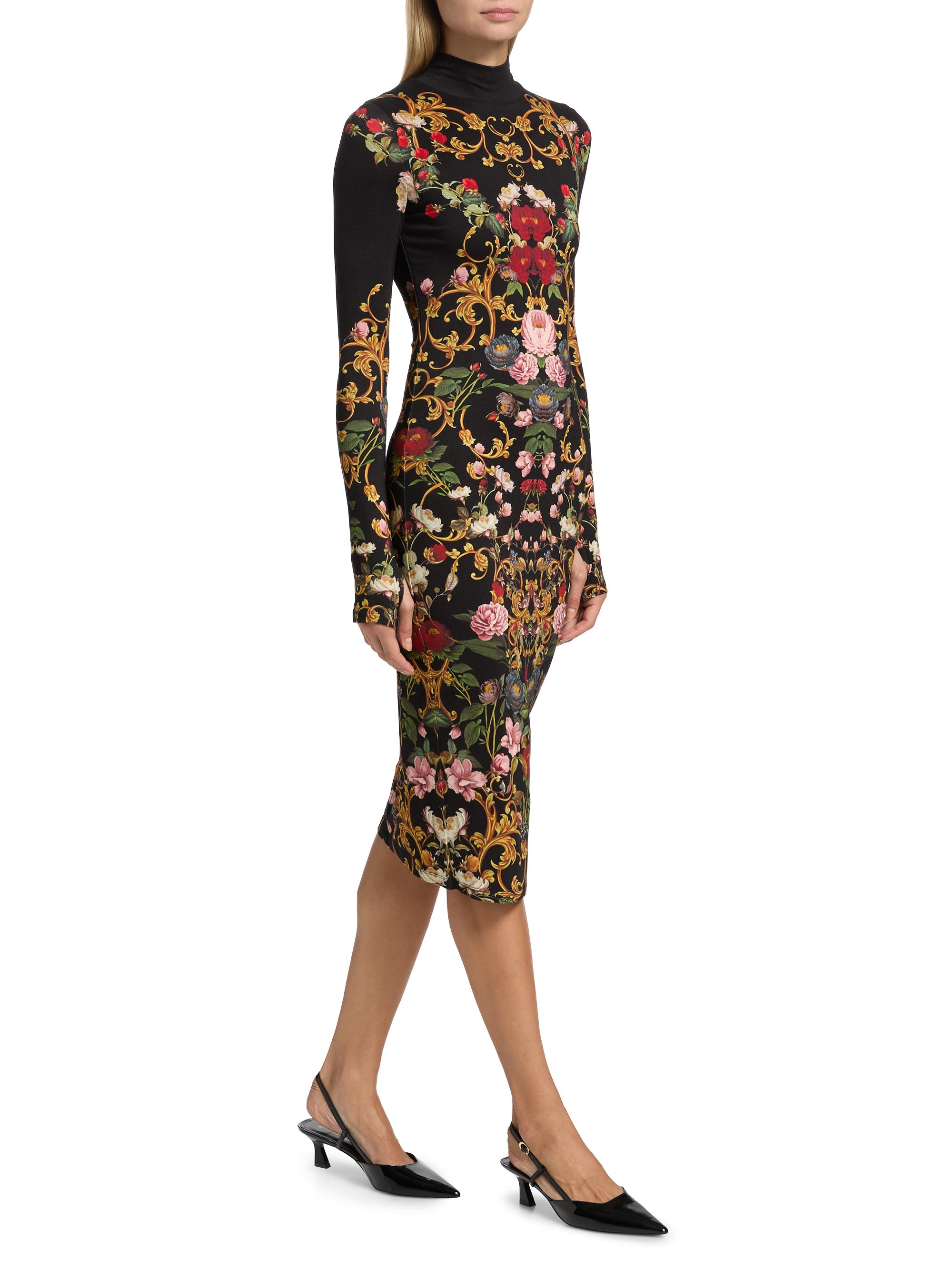 ALICE + OLIVIA Delora Floral Turtleneck Midi-Dress | Saks Fifth Avenue