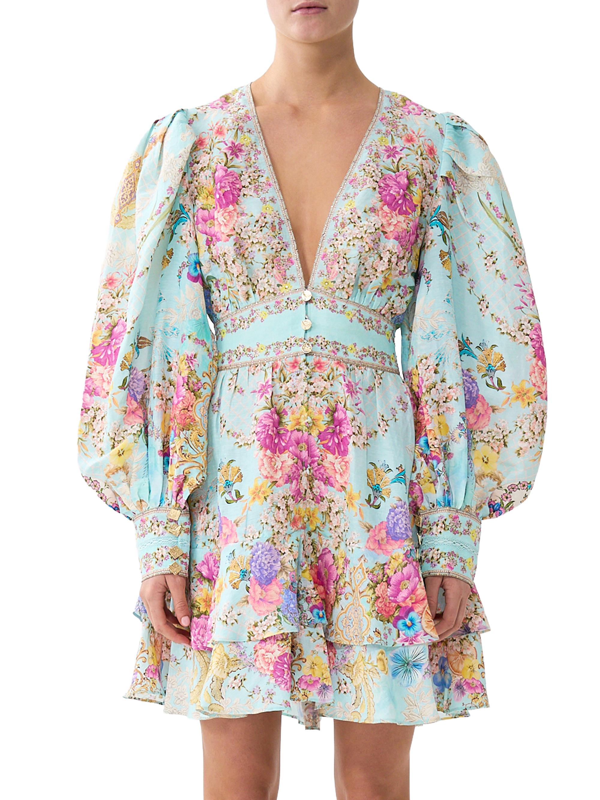 Camilla Floral Linen-Blend Minidress | Saks Fifth Avenue