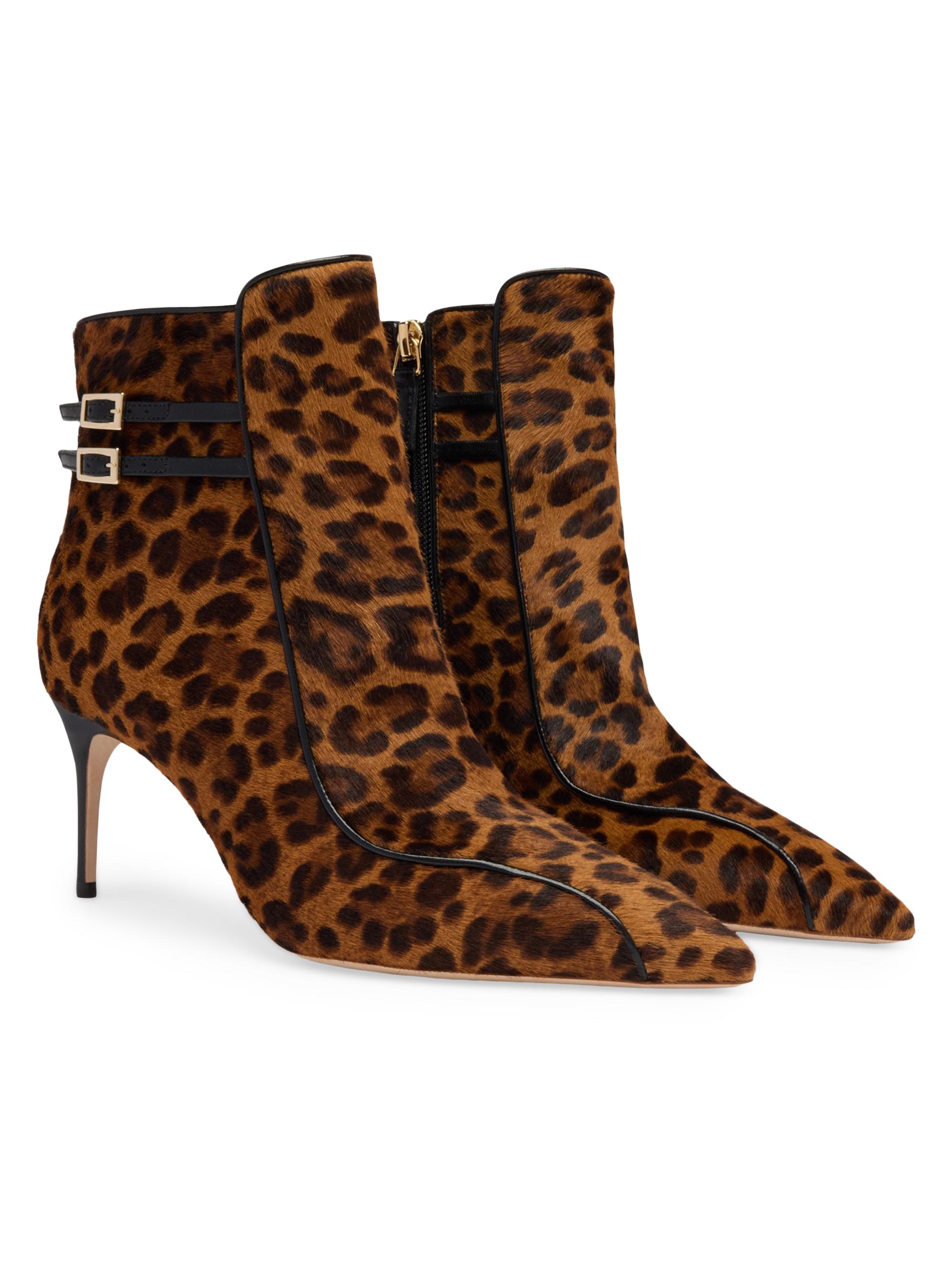 Malone Souliers Giordana 70MM Leopard Print Calf Hair Ankle Boots ...