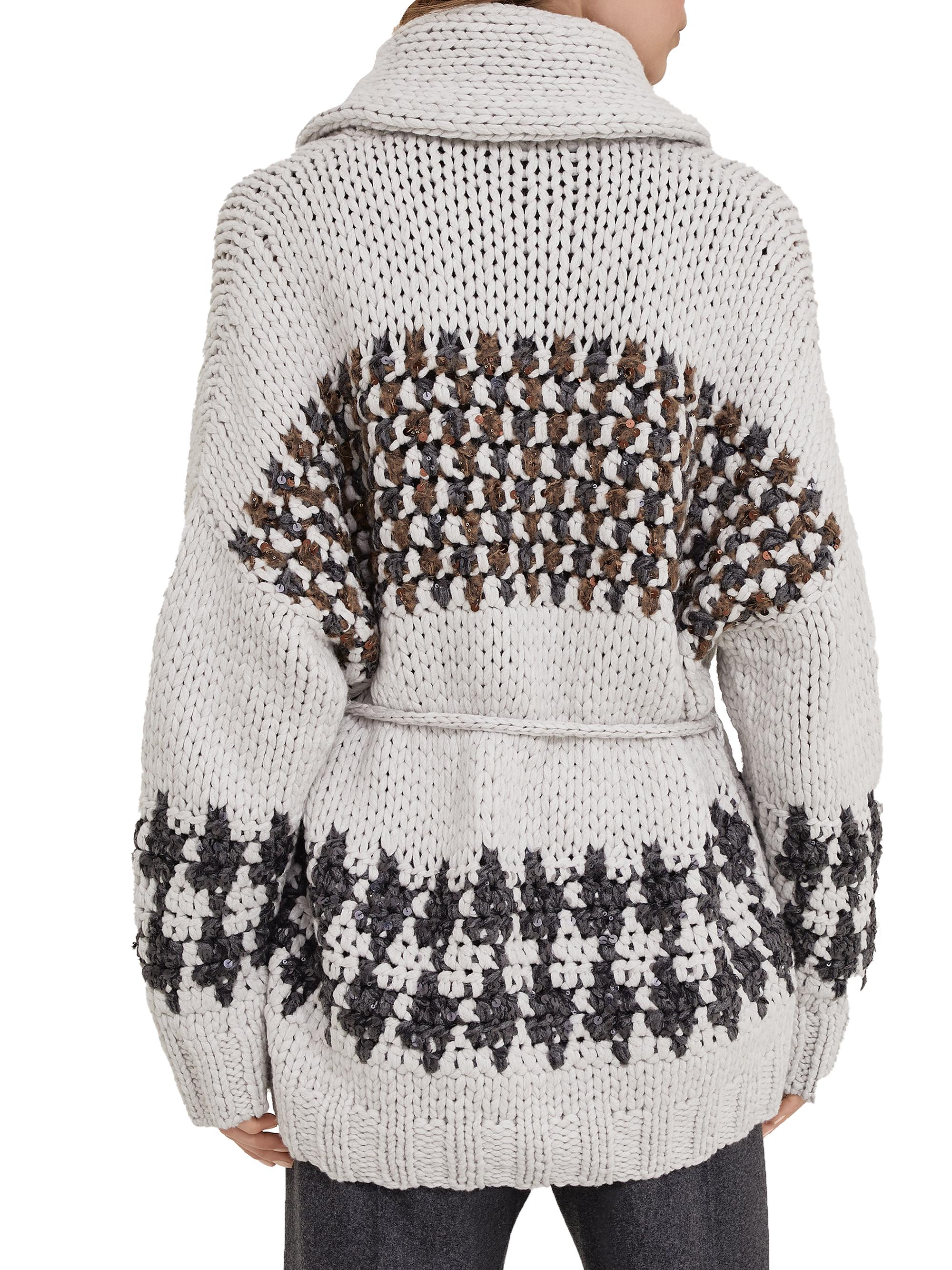 Brunello Cucinelli Handmade Prince of Wales Crochet Opera Cardigan in ...