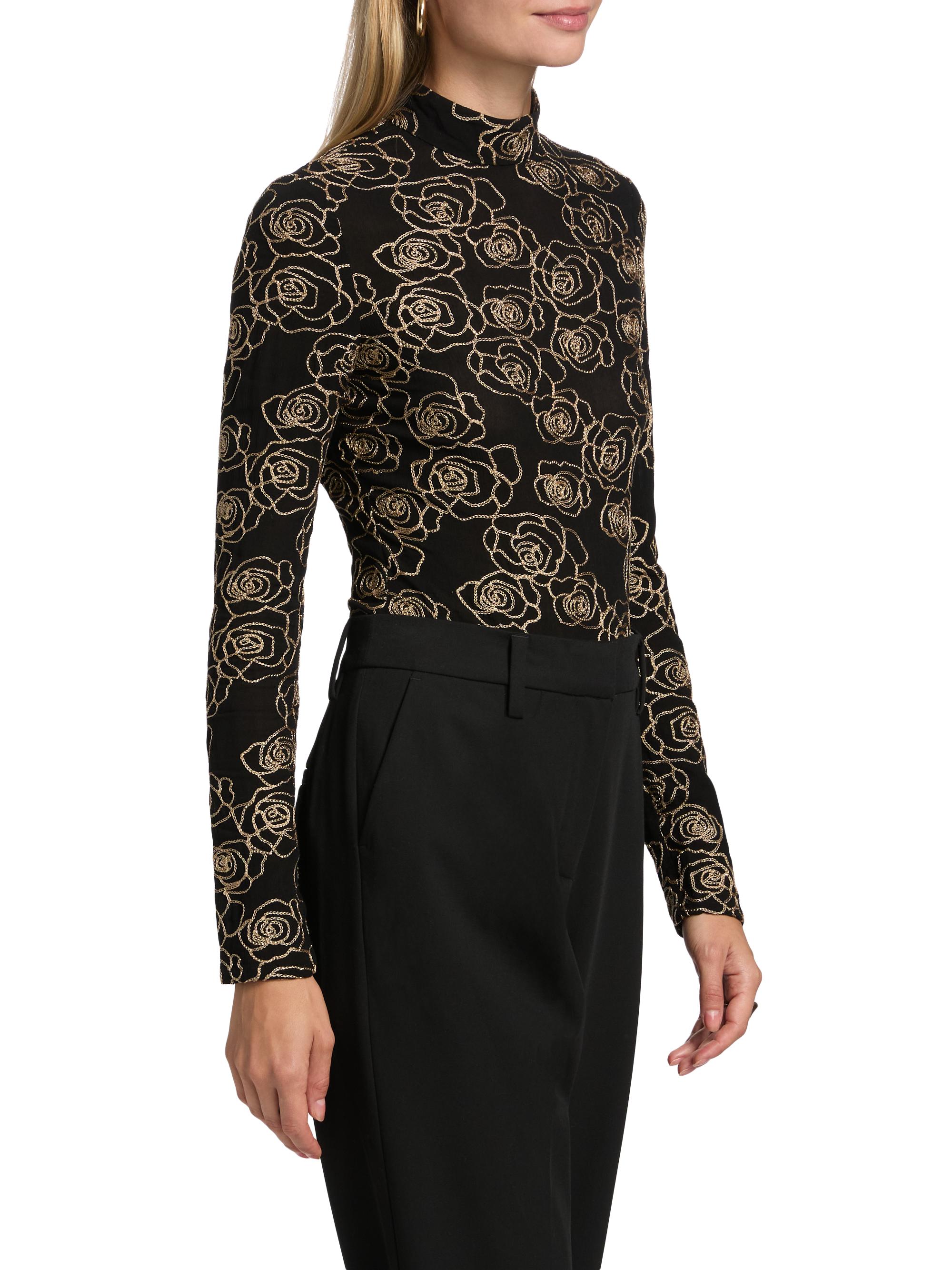 Milly Ren Metallic Floral-Embroidered Bodysuit | Saks Fifth Avenue