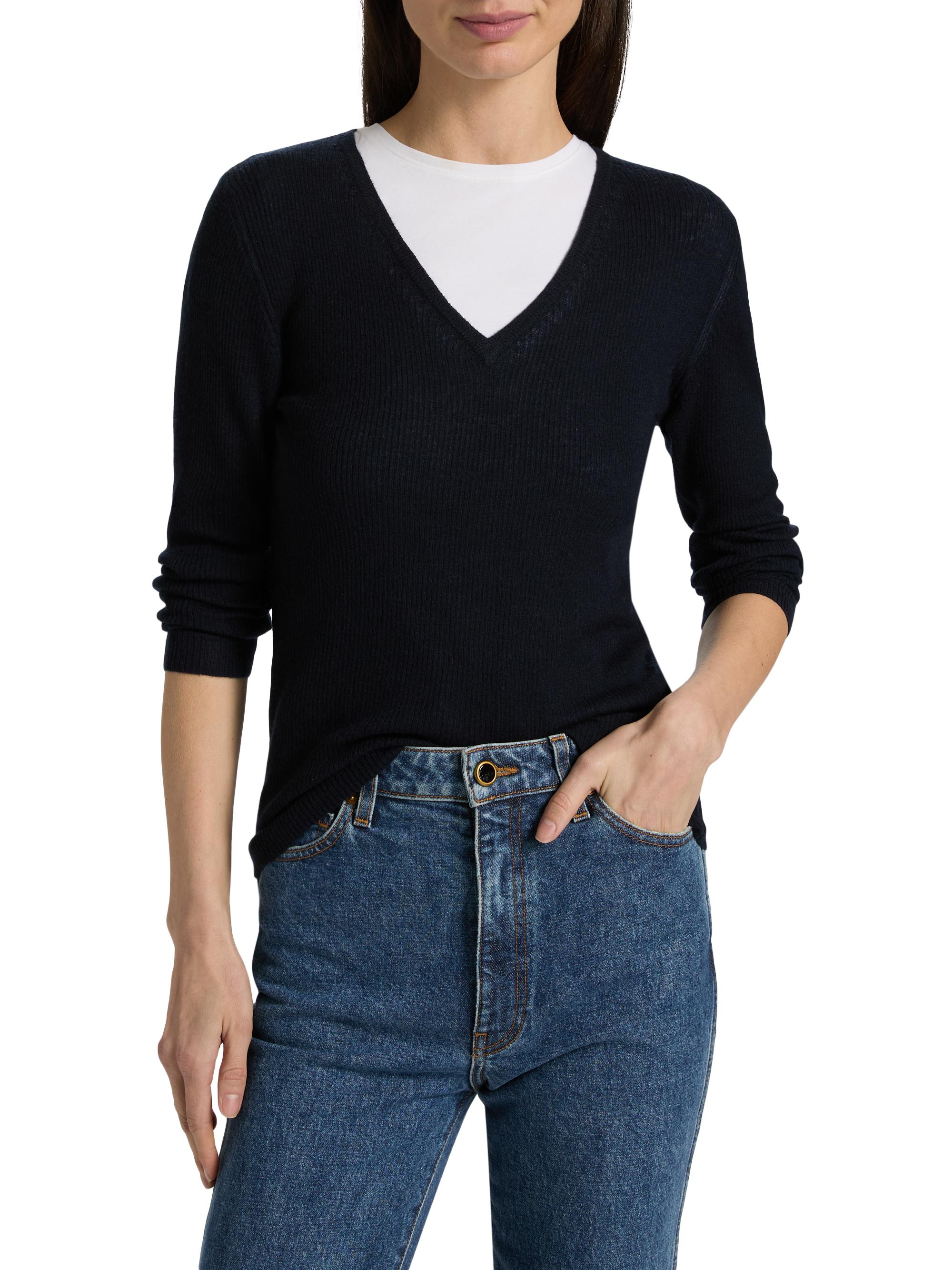 Majestic Filatures Cashmere Rib-Knit V-Neck Sweater | Saks Fifth Avenue
