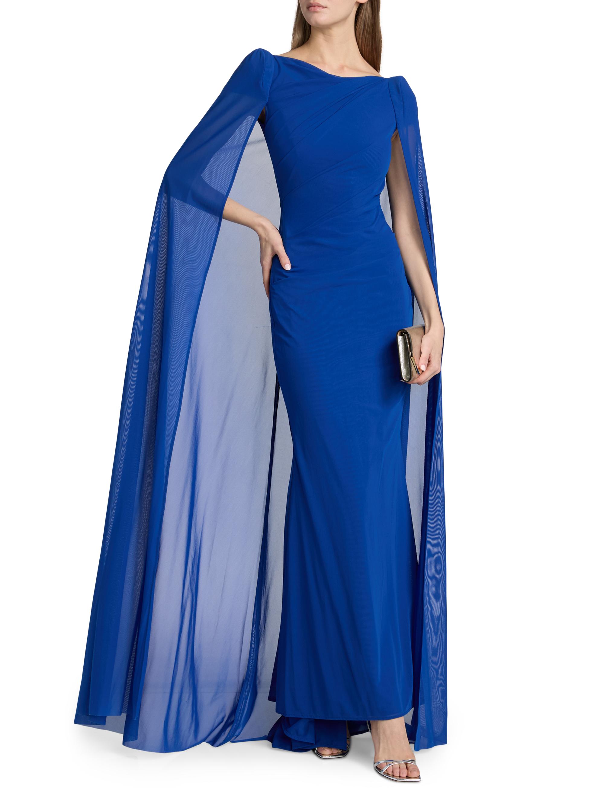 Talbot Runhof Chiffon Cape-Sleeve Sheath Gown | Saks Fifth Avenue