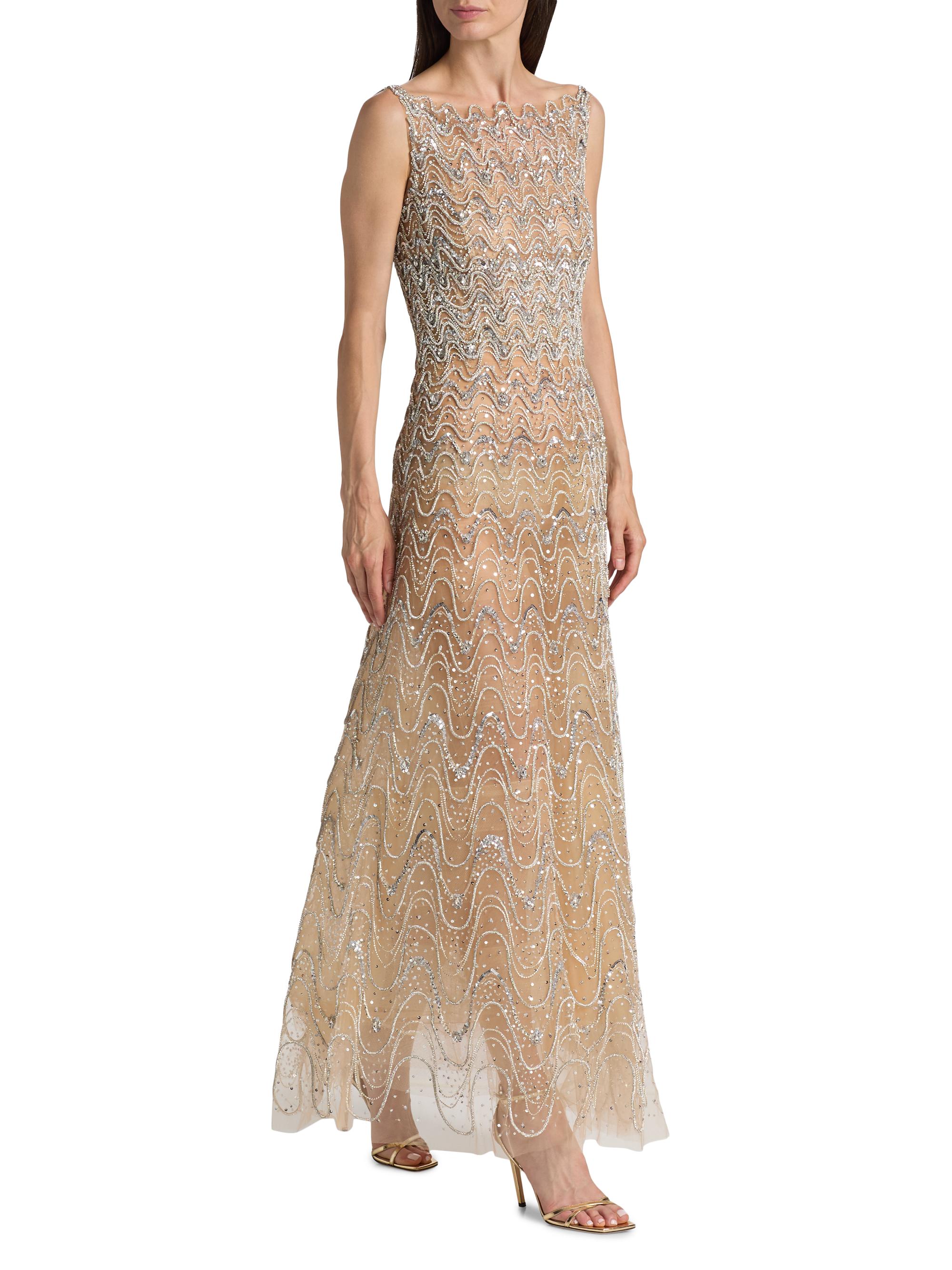 Oscar de la Renta Crystal Wave Embroidered Gown | Saks Fifth Avenue