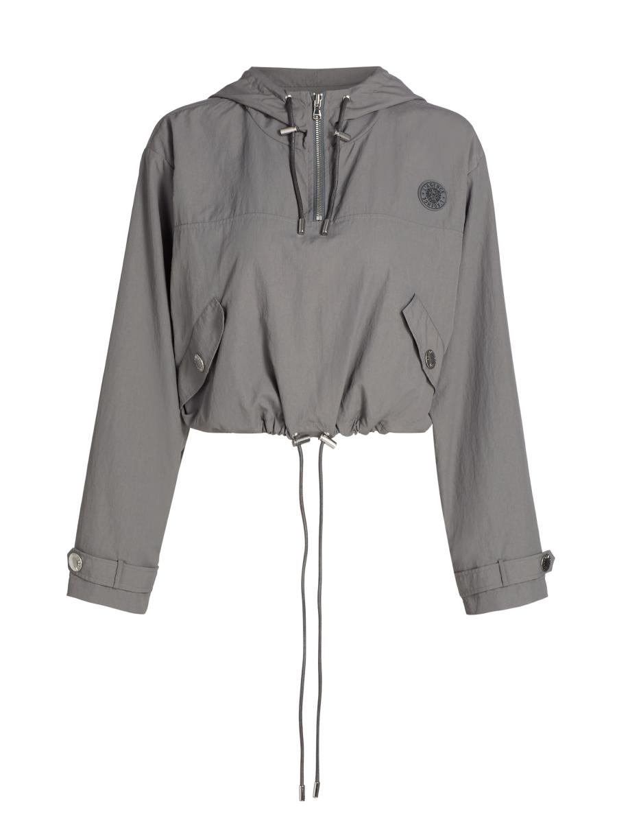 L'AGENCE Bronwyn Logo Crop Windbreaker Jacket | Saks Fifth Avenue