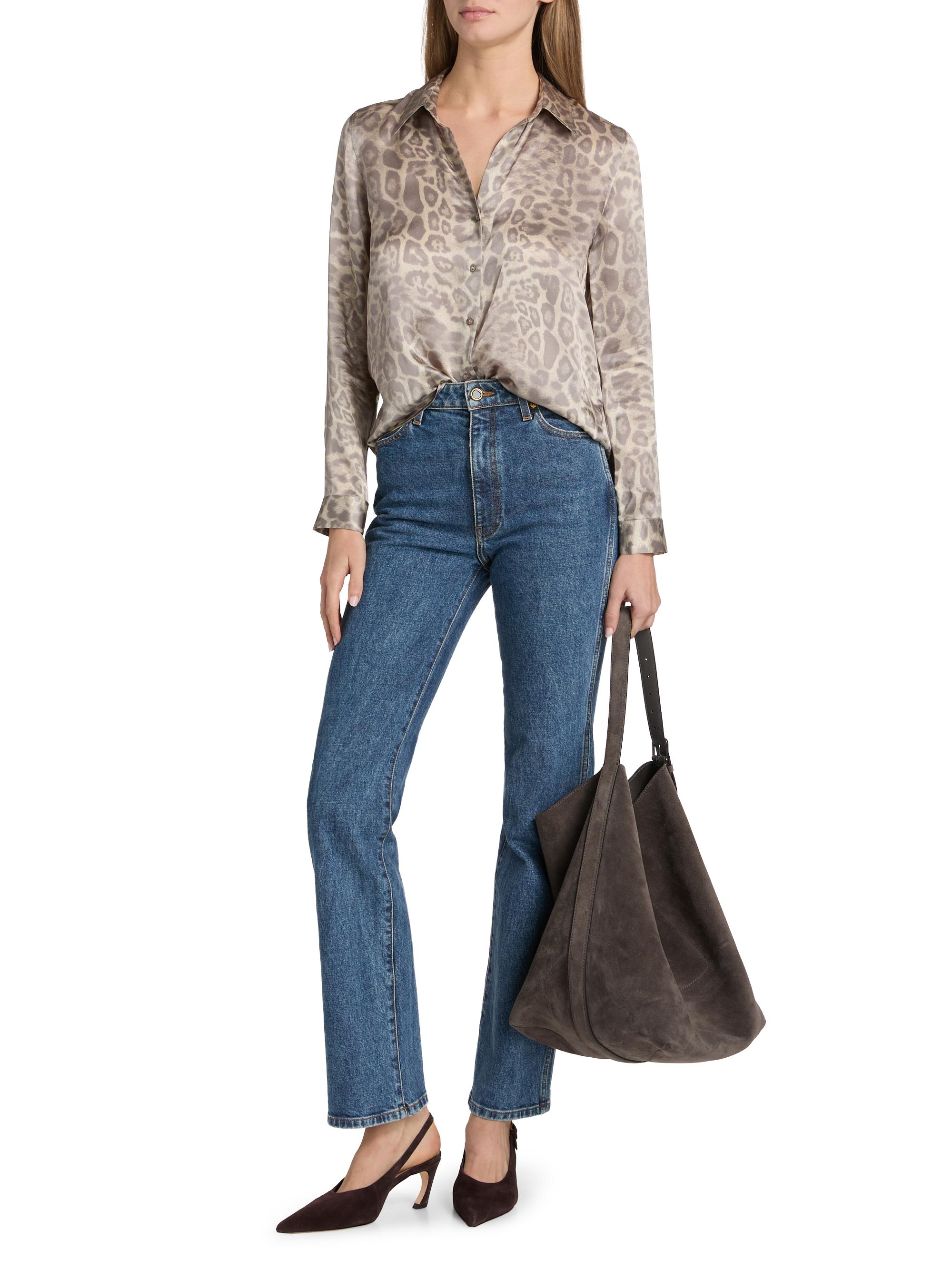 L'AGENCE Tyler Leopard-Print Silk Blouse | Saks Fifth Avenue