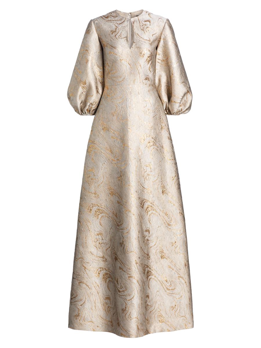 Reem Acra Petals, Spice, & Whispers of Plumage Brocade Caftan | Saks ...