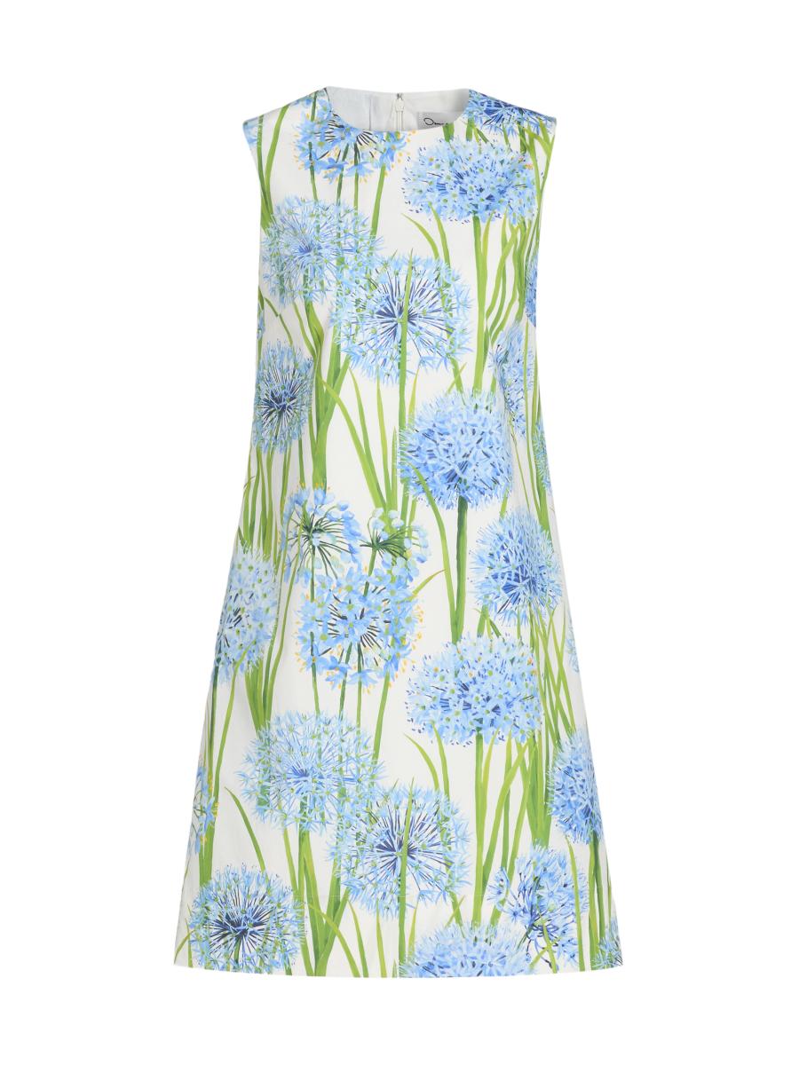 Oscar de la Renta Allium-Print Stretch-Cotton Minidress | Saks Fifth Avenue