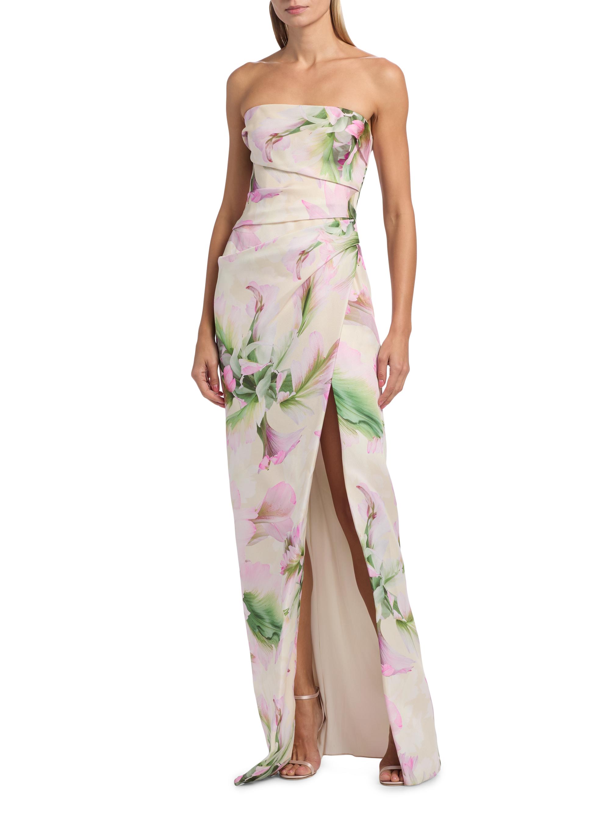Monique Lhuillier Floral Mikado Strapless Gown | Saks Fifth Avenue