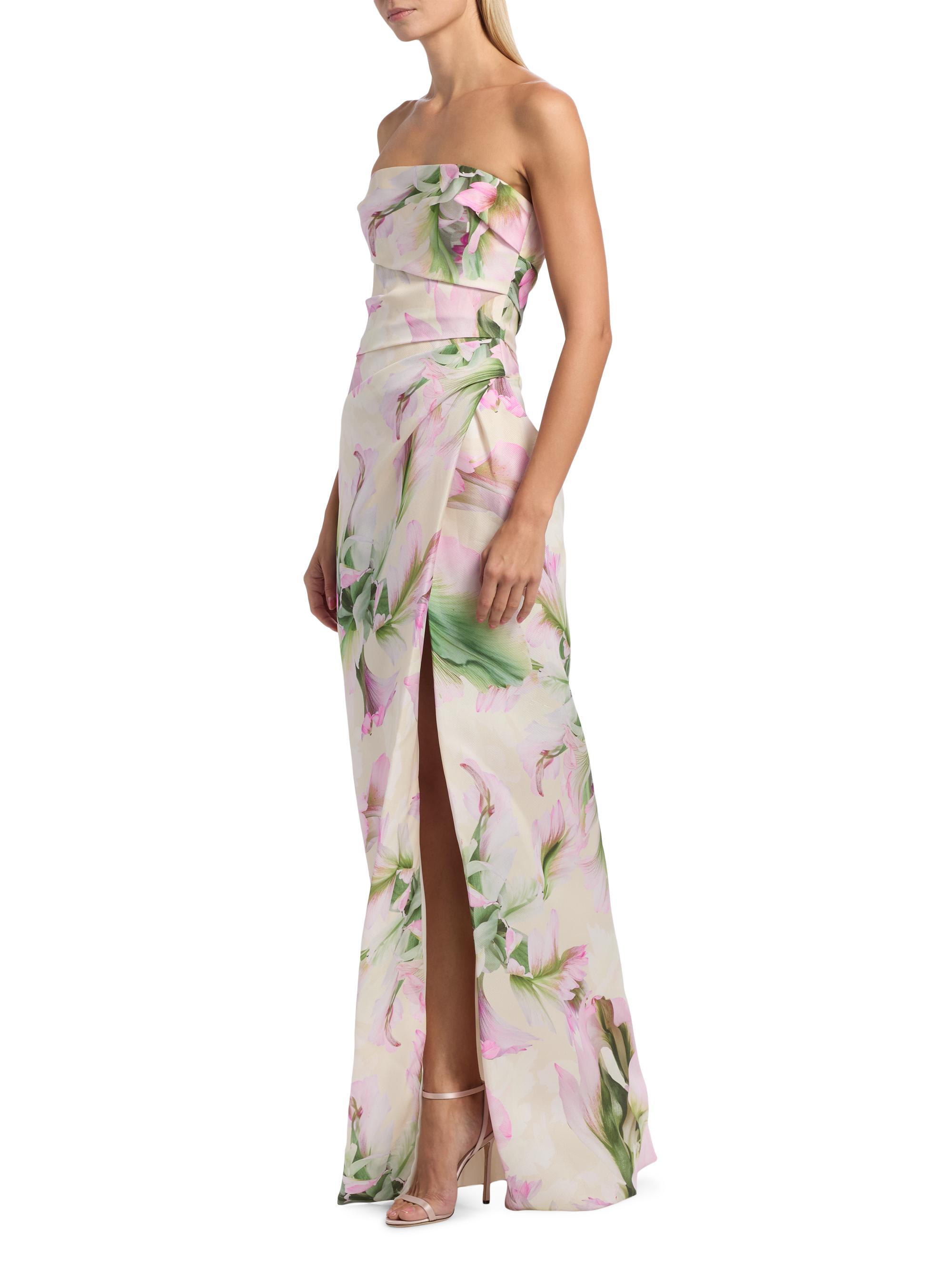 Monique Lhuillier Floral Mikado Strapless Gown | Saks Fifth Avenue