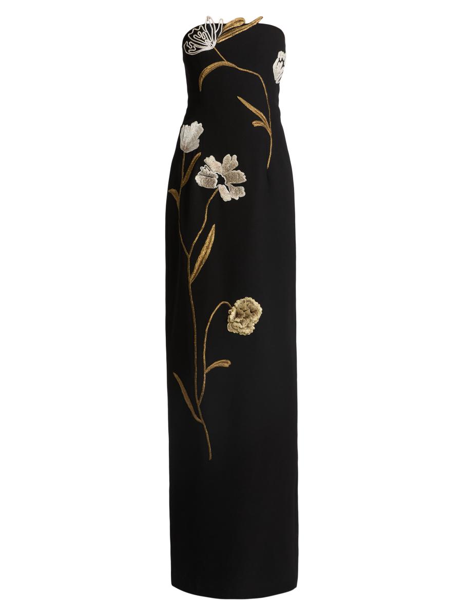 Lela Rose Floral Cord Embroidered Strapless Gown | Saks Fifth Avenue