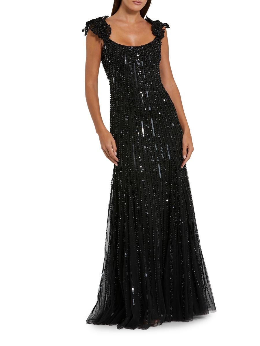 Mac Duggal Evening Beaded Floral Mesh Gown | Saks Fifth Avenue