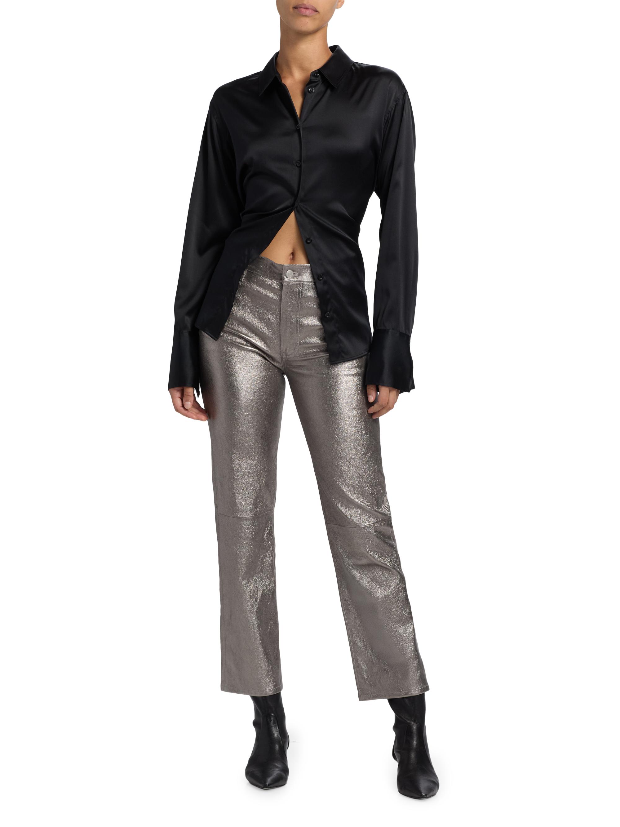 FRAME Le Sleek Metallic Leather Pants | Saks Fifth Avenue