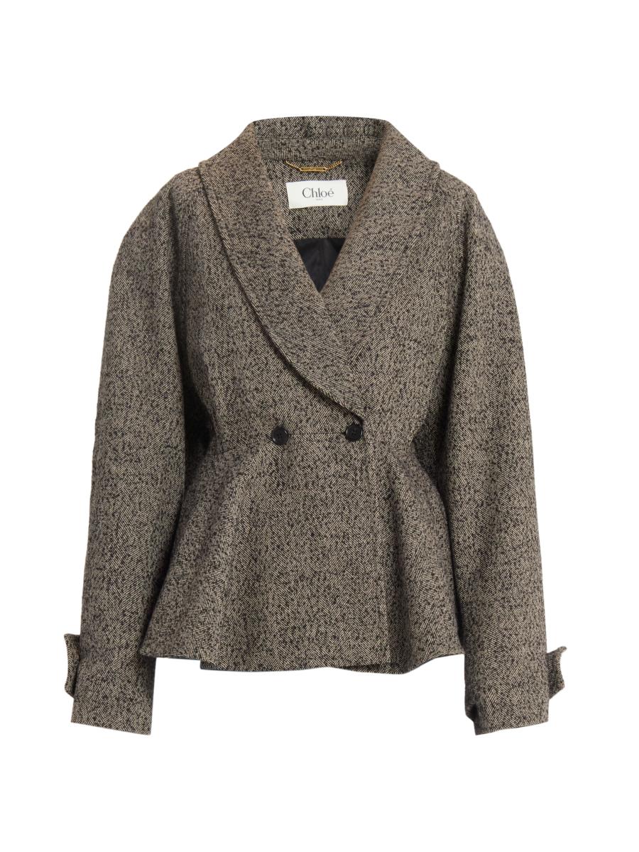 Chloé Marled Wool-Blend Oversized Double-Breasted Coat | Saks Fifth Avenue