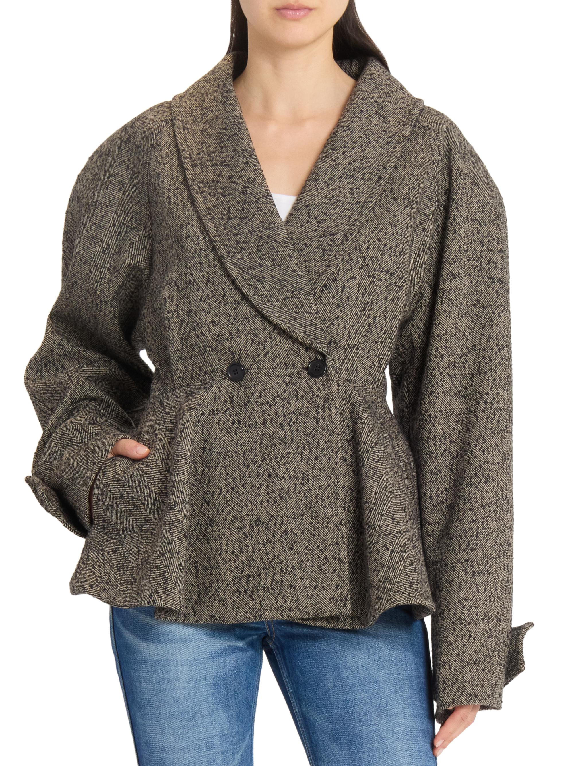 Chloé Marled Wool-Blend Oversized Double-Breasted Coat | Saks Fifth Avenue