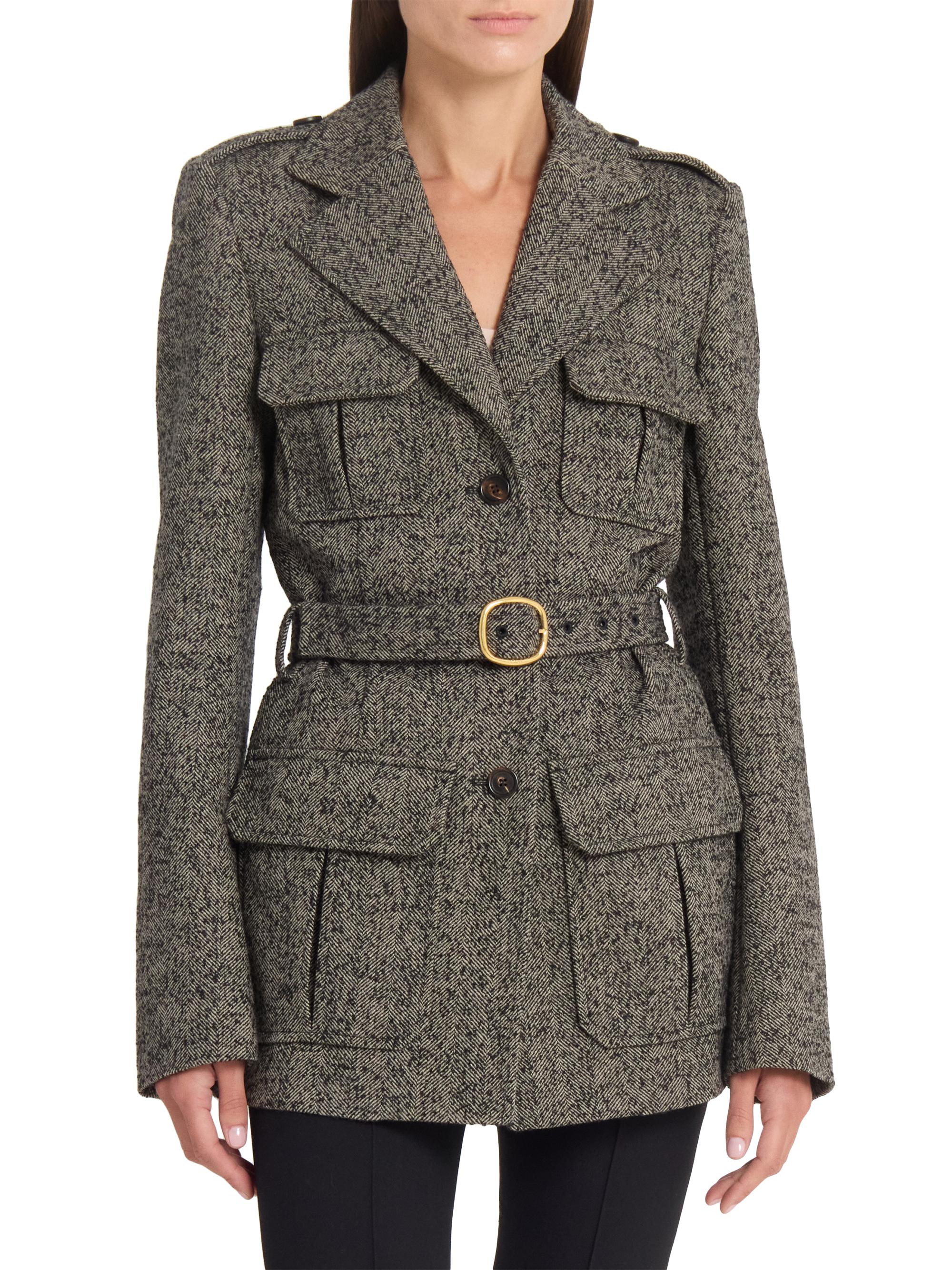 Chloé Marled Wool-Blend Belted Jacket | Saks Fifth Avenue