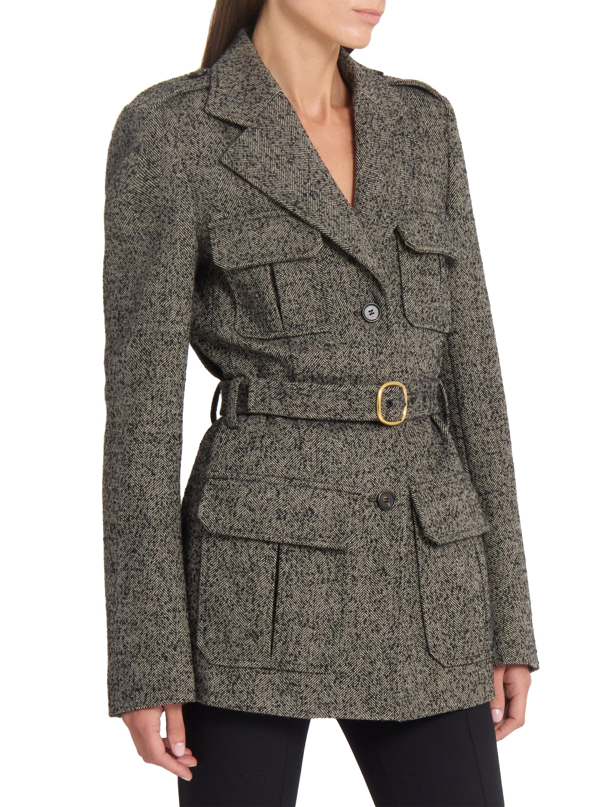 Chloé Marled Wool-Blend Belted Jacket | Saks Fifth Avenue