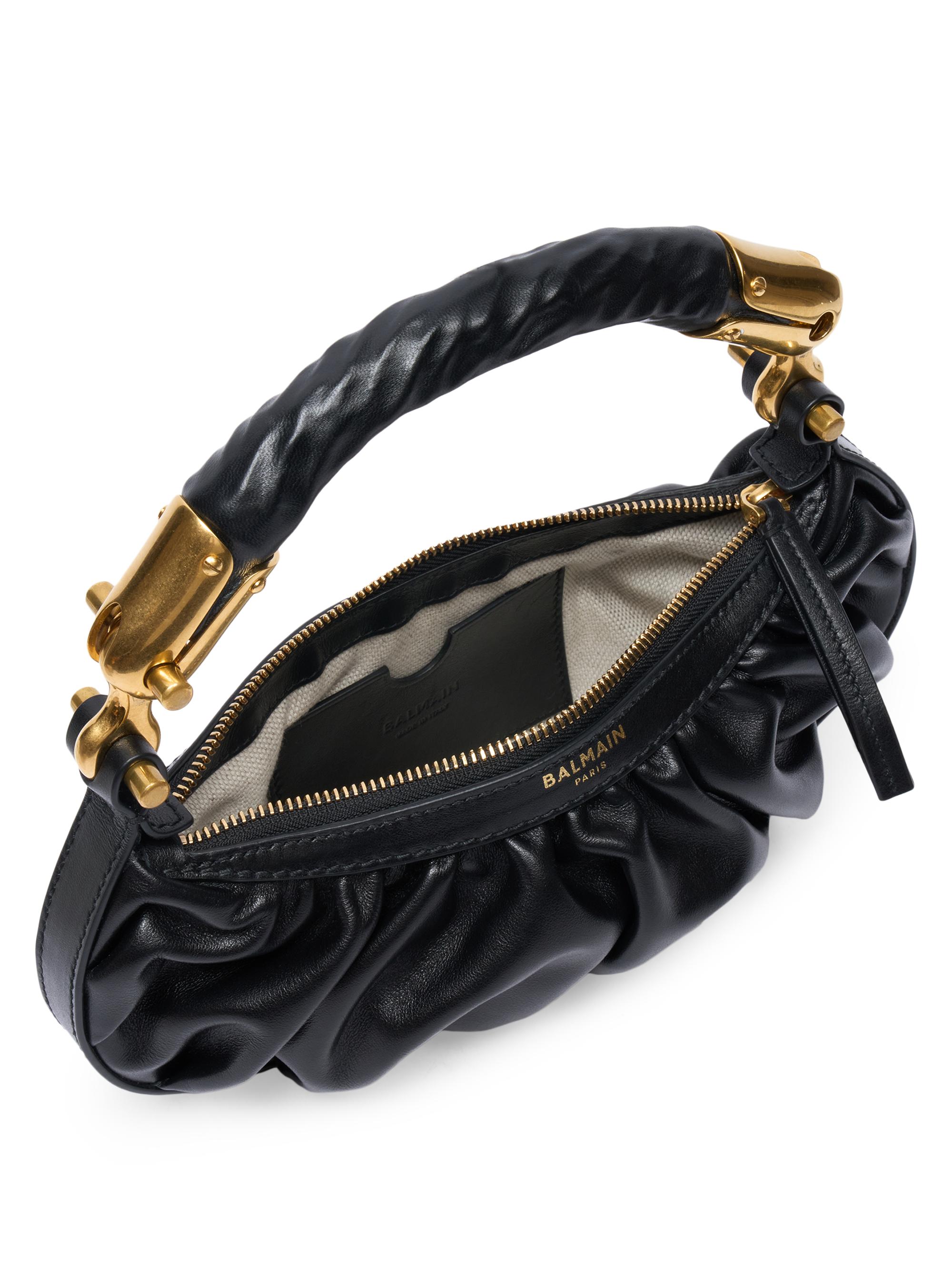 Balmain Mini Ebene Leather Top Handle Bag | Saks Fifth Avenue