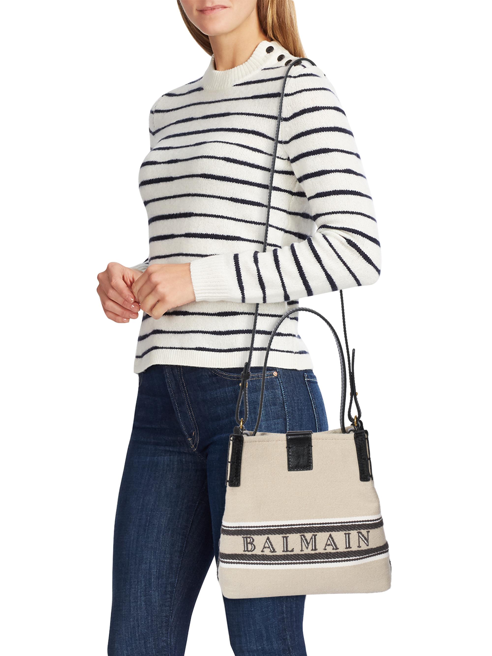 Balmain Release Logo Canvas Bucket Bag | Saks Fifth Avenue