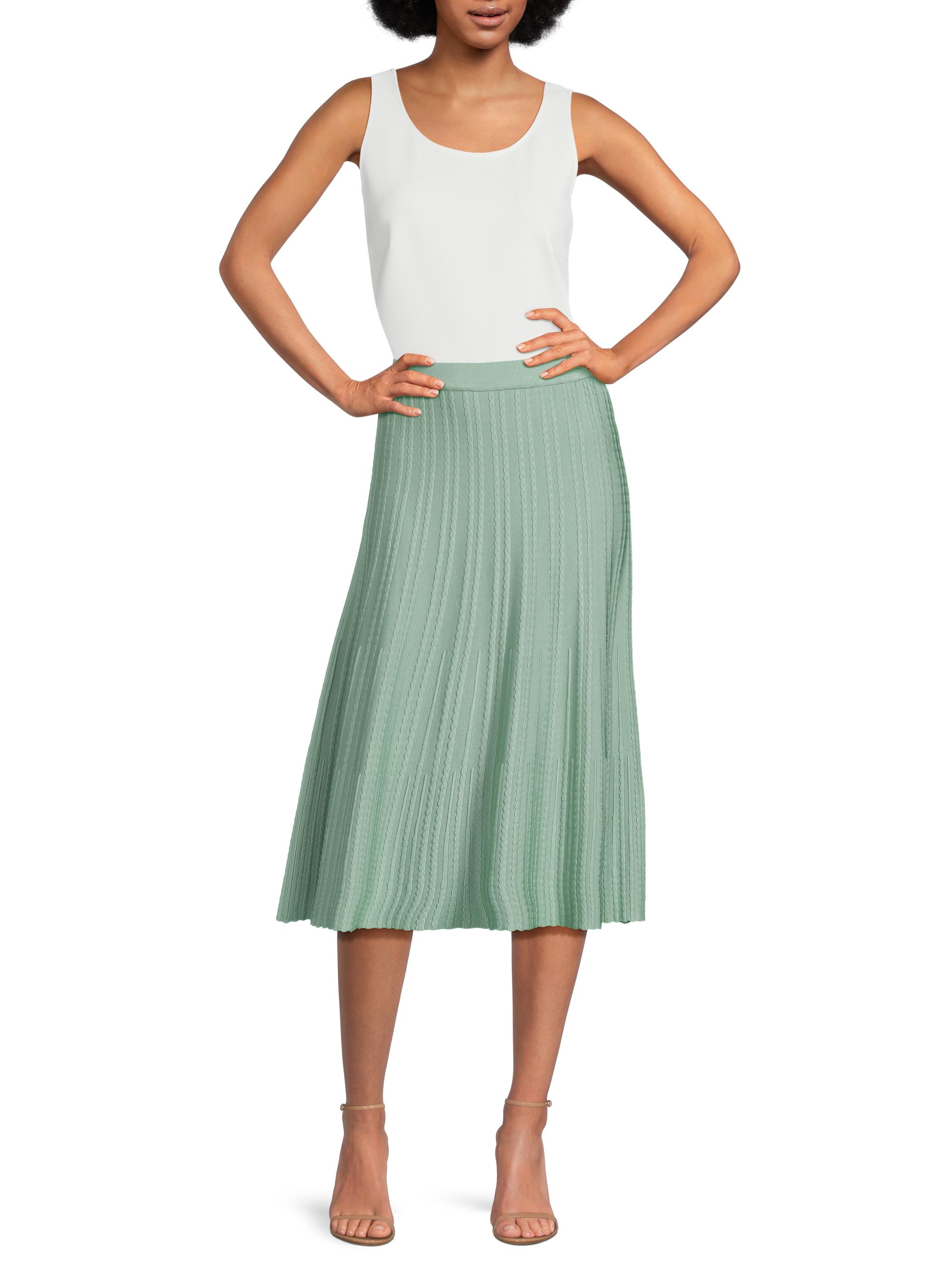 Misook Scalloped Rib-Knit A-Line Midi-Skirt | Saks Fifth Avenue