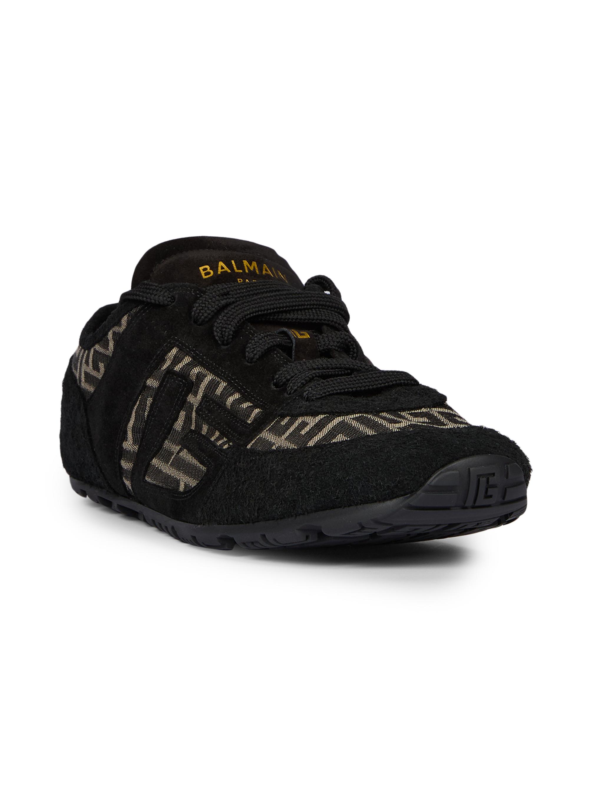 Balmain Suede & Monogram Jacquard Racer Sneakers | Saks Fifth Avenue