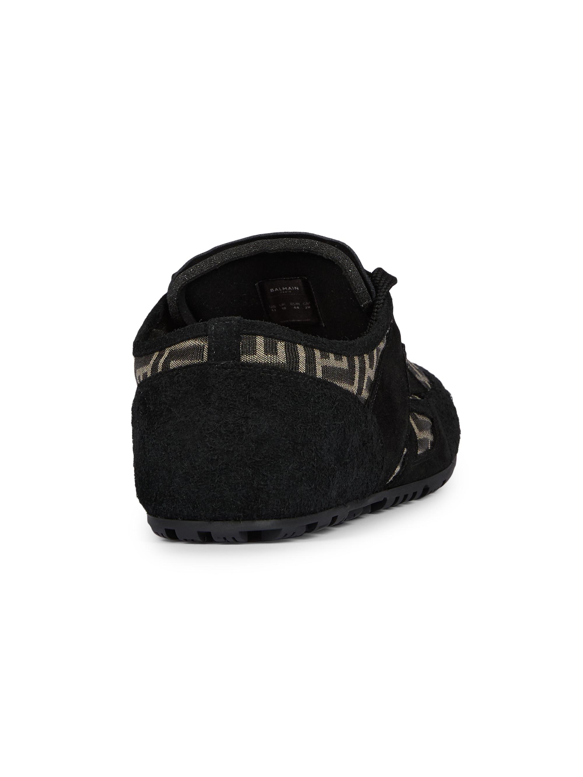 Balmain Suede & Monogram Jacquard Racer Sneakers | Saks Fifth Avenue