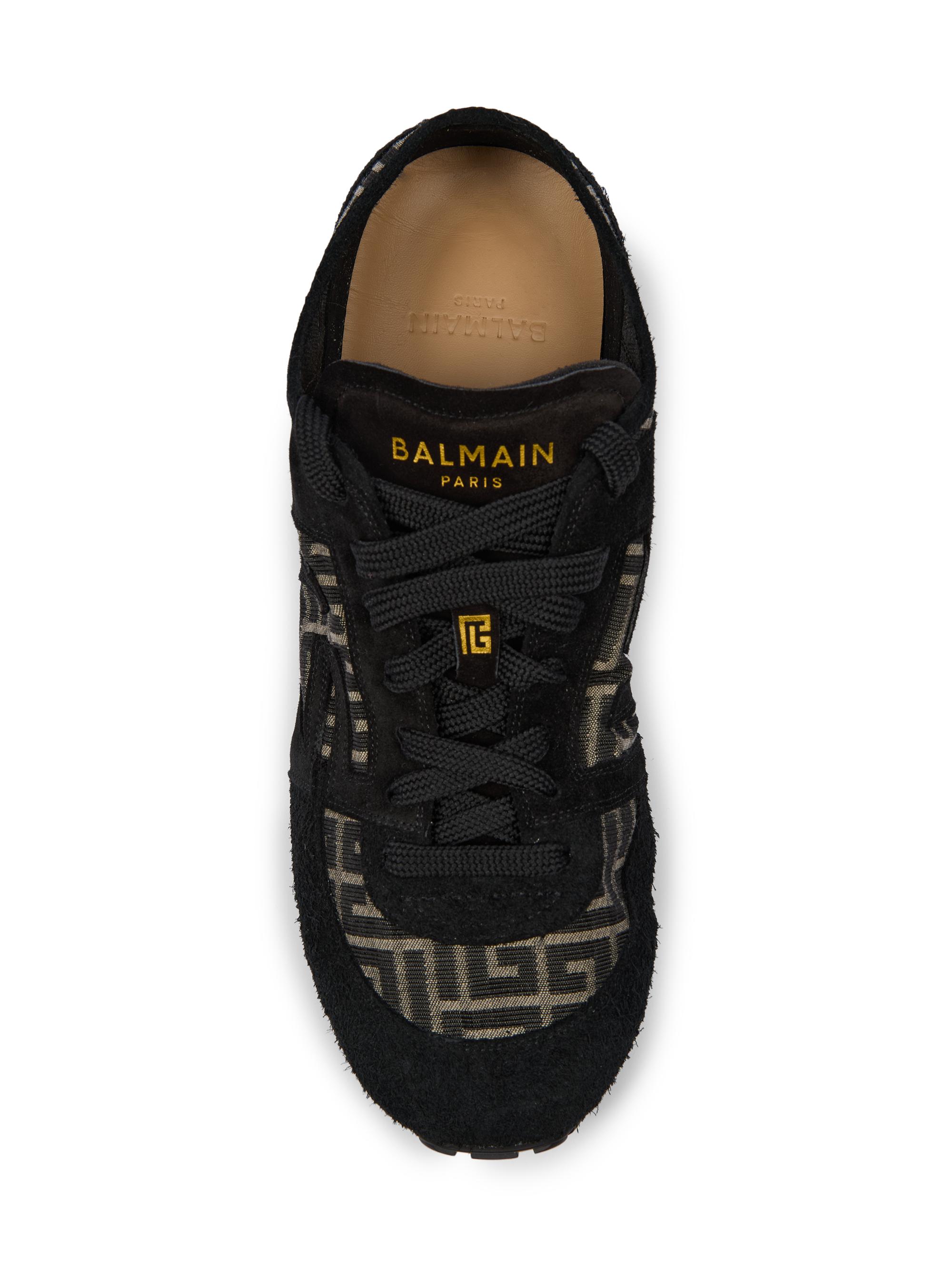 Balmain Suede & Monogram Jacquard Racer Sneakers | Saks Fifth Avenue