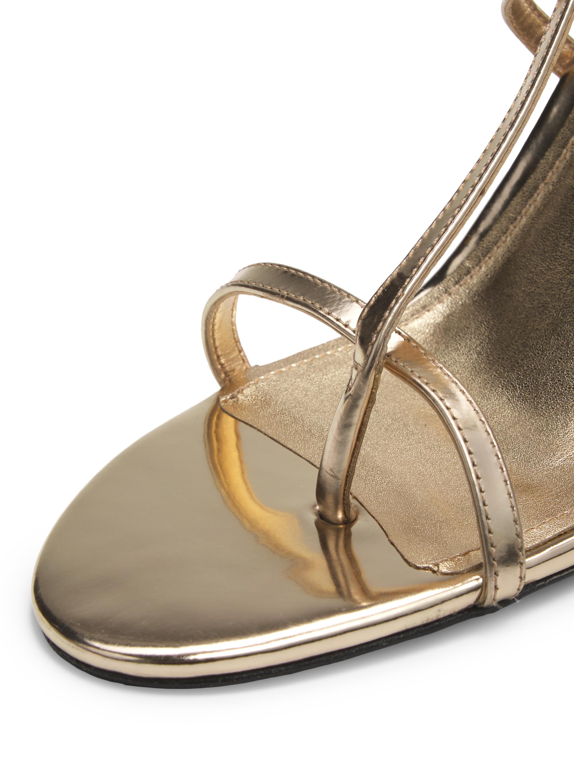 Schutz Azure 100MM Metallic Leather Sandals | Saks Fifth Avenue