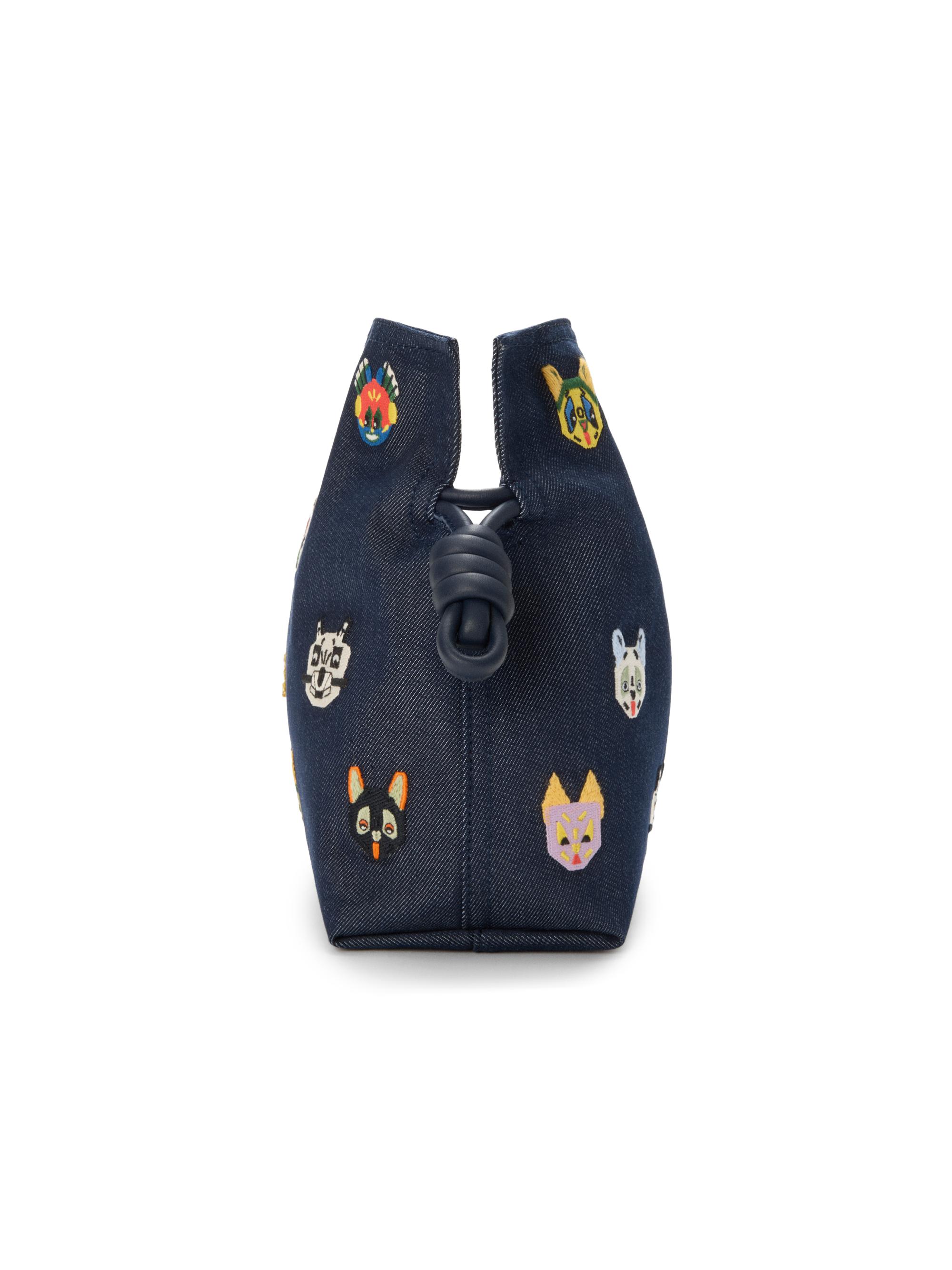 LOEWE LOEWE x Louis Wain Medium Cats Flamenco Embroidered Denim Clutch ...