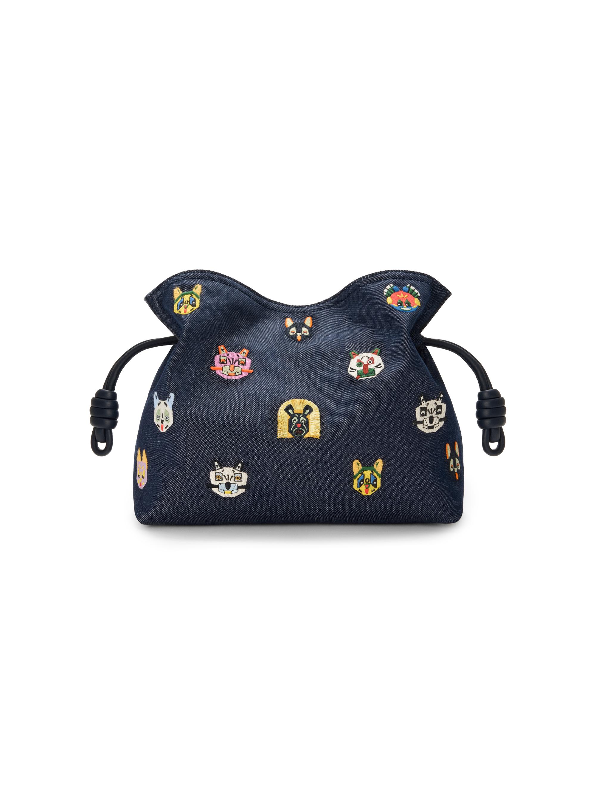 LOEWE LOEWE x Louis Wain Medium Cats Flamenco Embroidered Denim Clutch ...
