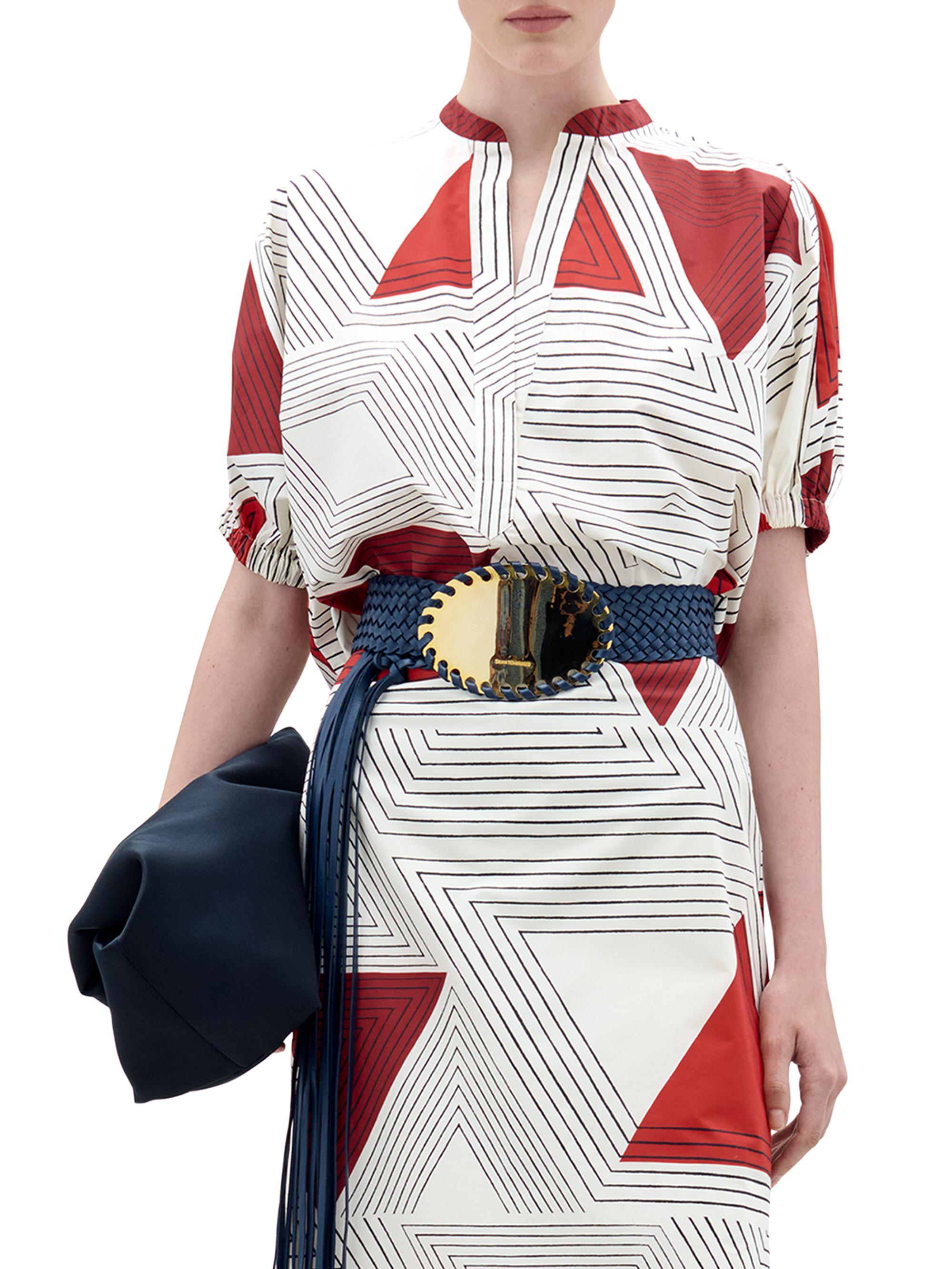 Silvia Tcherassi Susanne Geometric Cotton Blouse | Saks Fifth Avenue