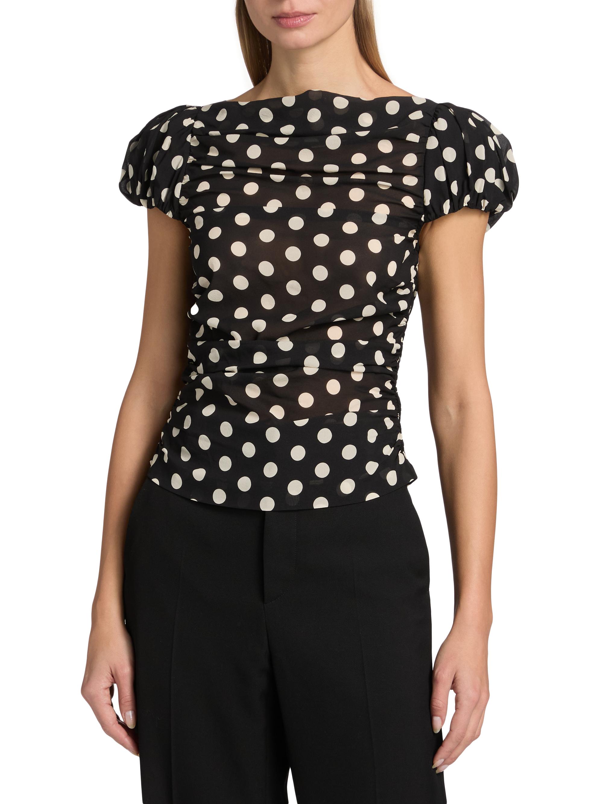 Cara Cara Melissa Polka Dot Stretch-Silk Top | Saks Fifth Avenue