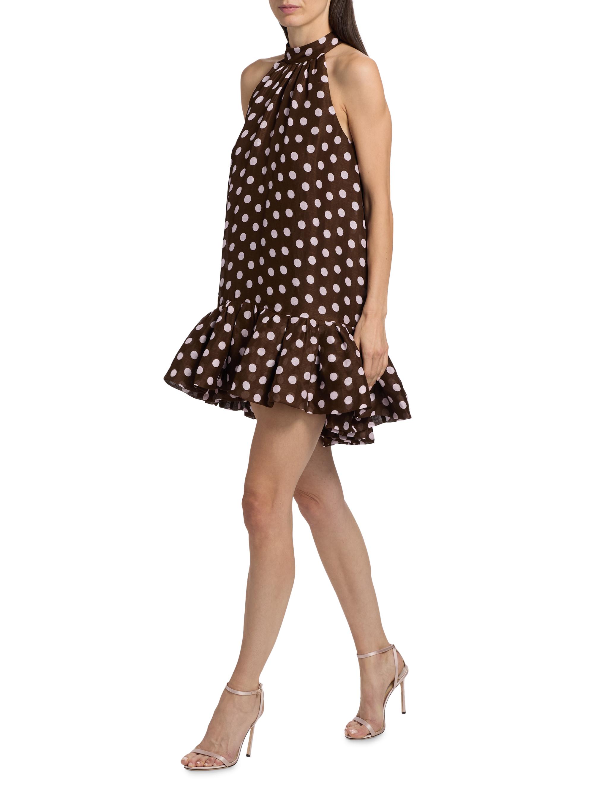 Cara Cara Arca Polka Dot Linen-Silk Tent Minidress | Saks Fifth Avenue