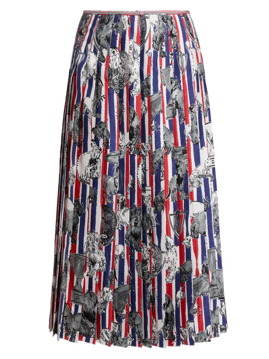 Thom Browne Pleated Printed Silk Twill Midi-Skirt | Saks Fifth Avenue