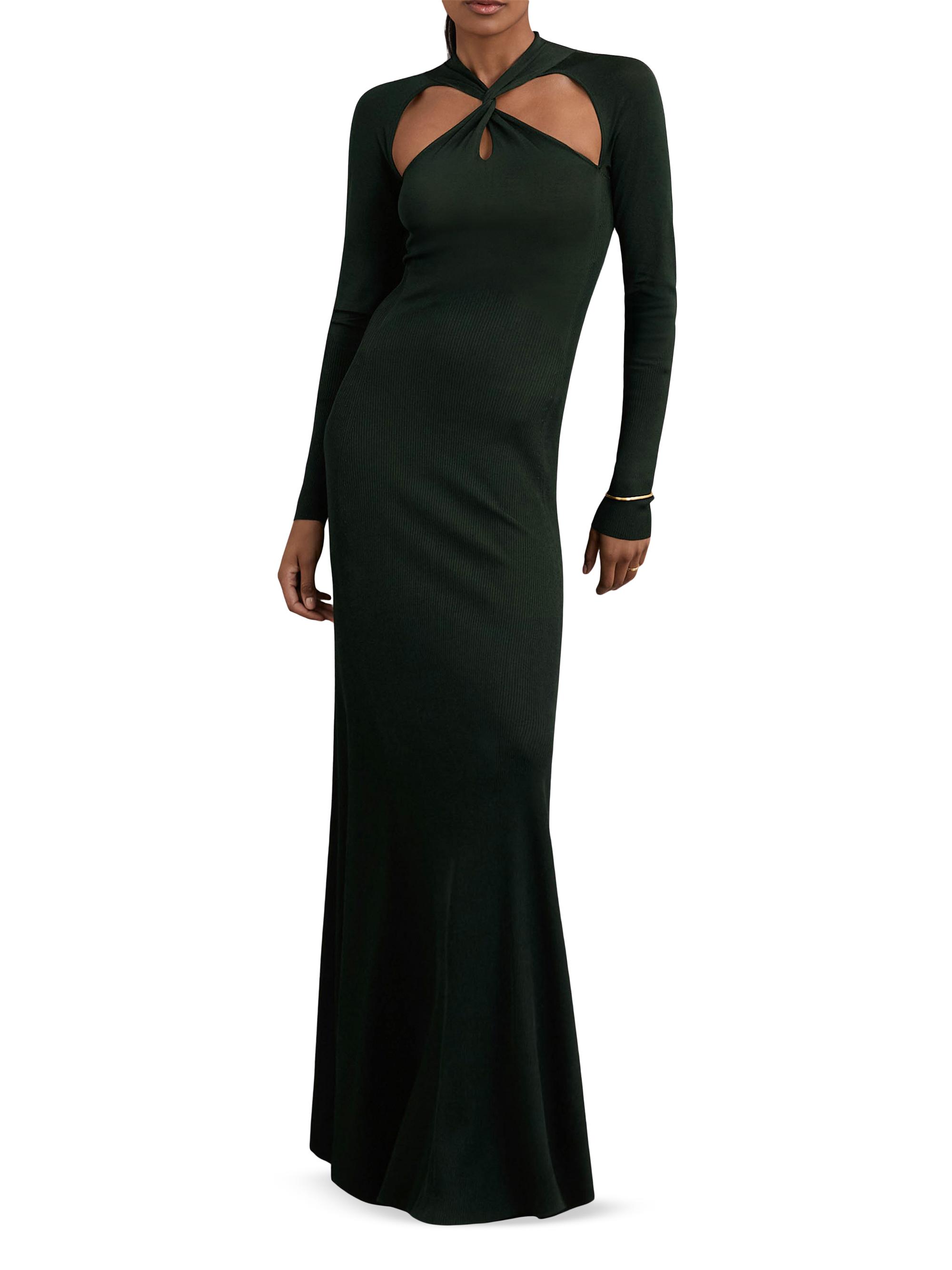 Reiss Vivienne Cut-Out Twist Long-Sleeve Gown | Saks Fifth Avenue