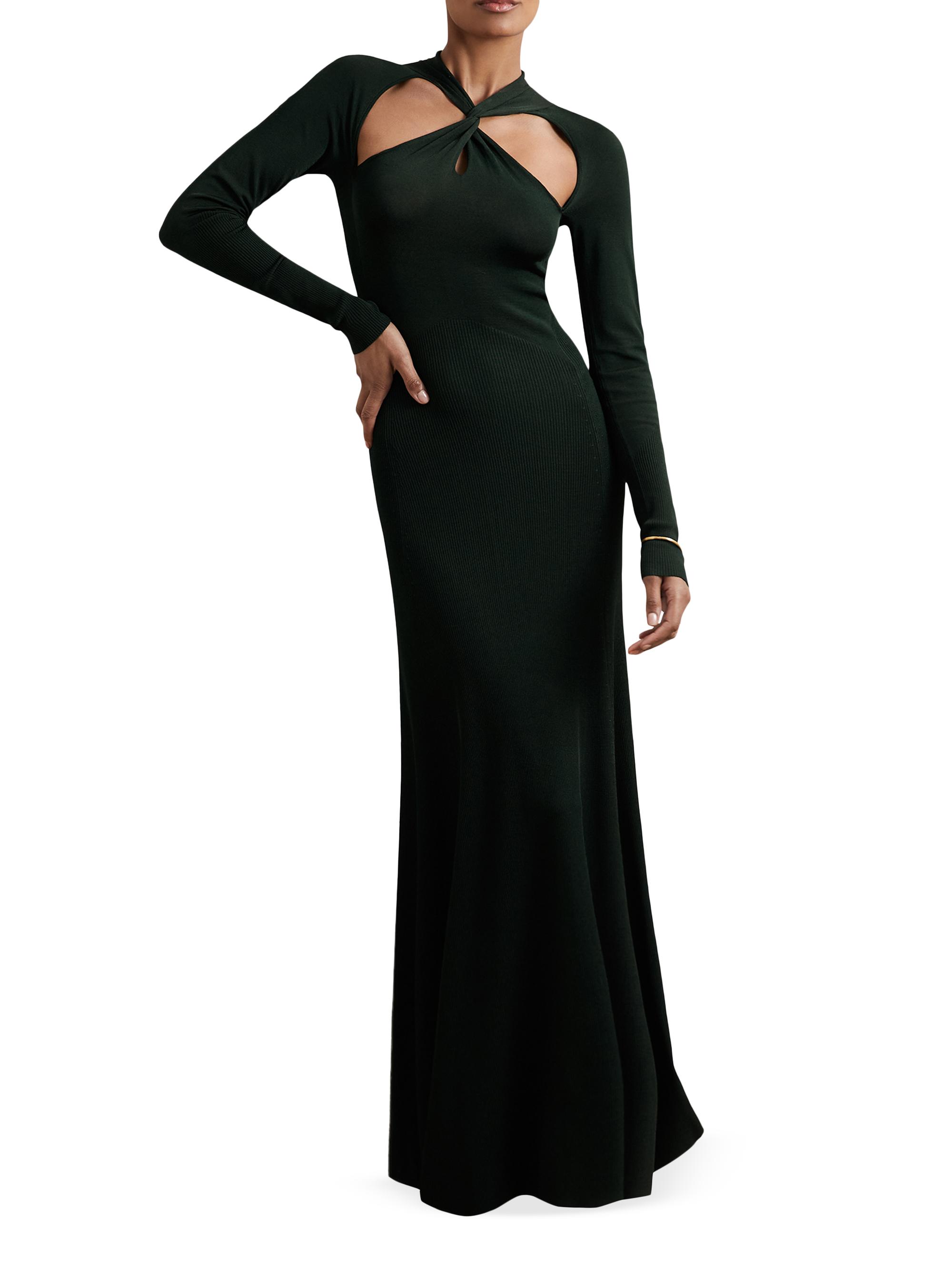 Reiss Vivienne Cut-Out Twist Long-Sleeve Gown | Saks Fifth Avenue