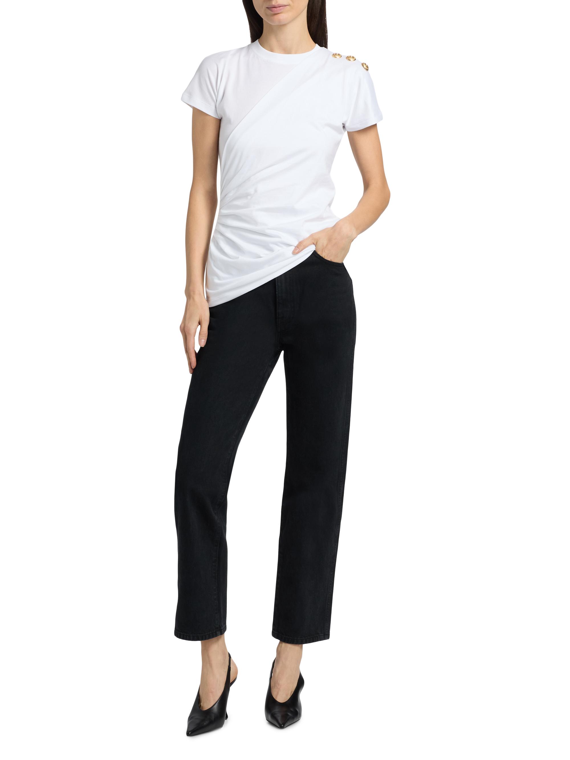 Balmain 3-buttons Draped T-shirt | Saks Fifth Avenue