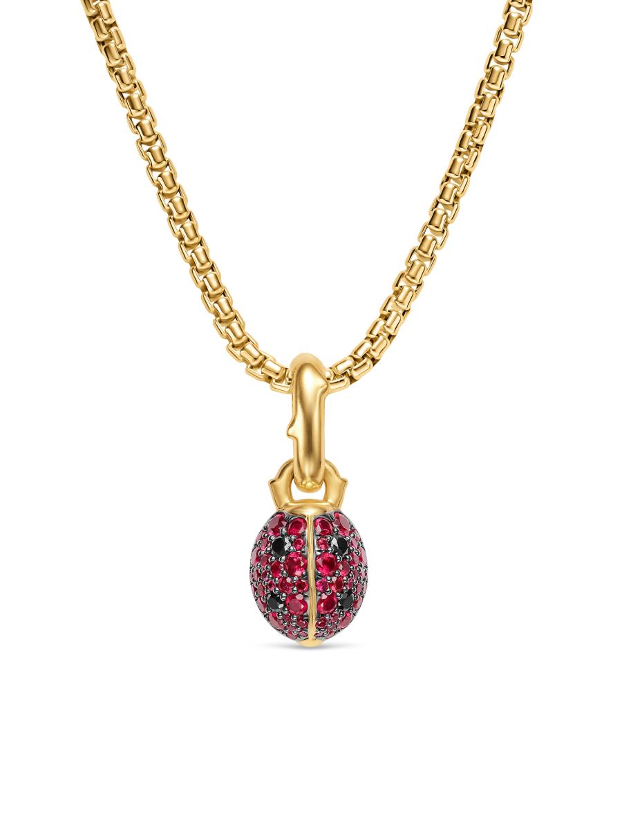 David Yurman Ladybug Amulet in 18K Yellow Gold with Rubies and Black ...