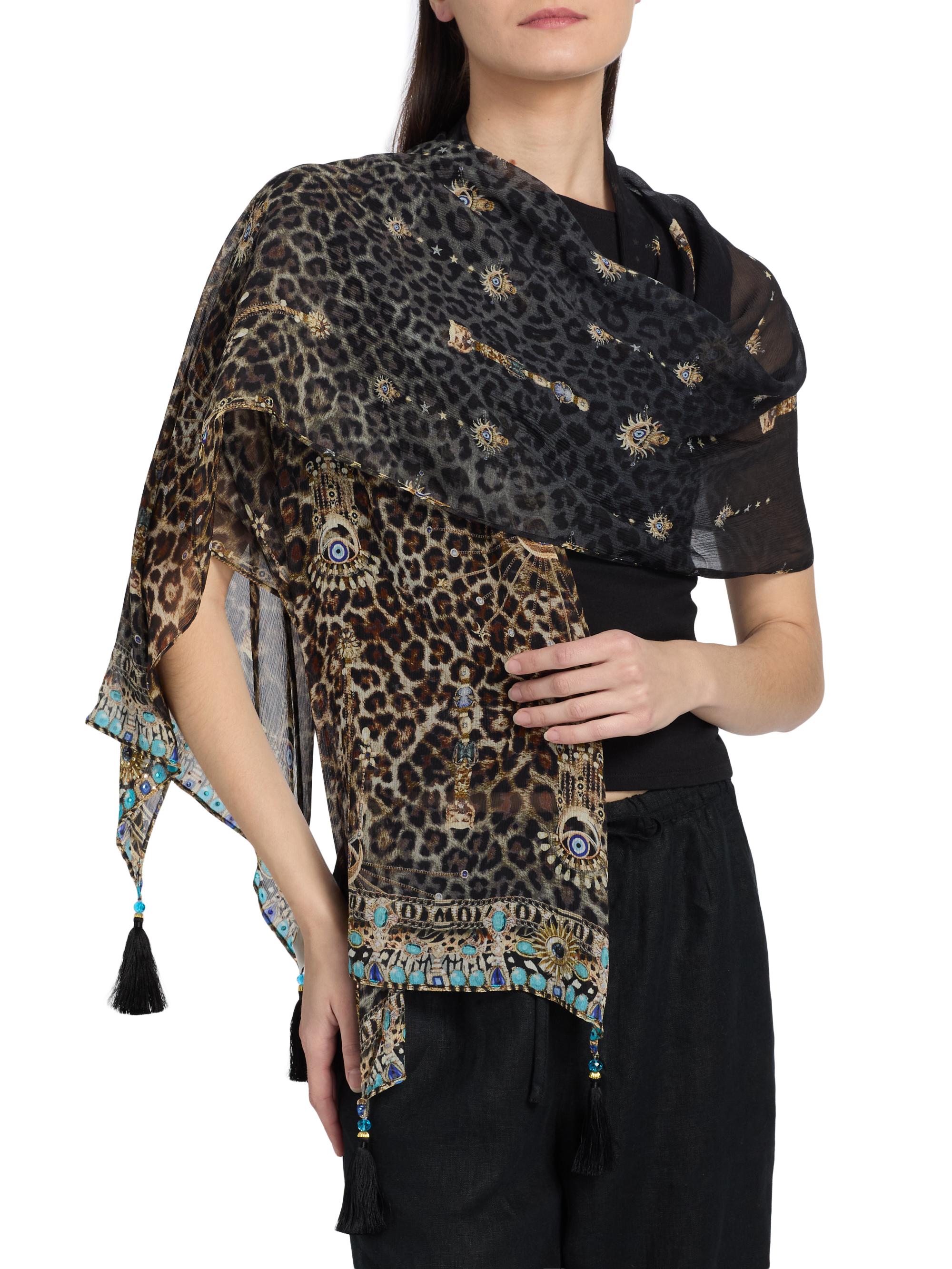 Camilla Embellished Leopard Print Silk Scarf | Saks Fifth Avenue