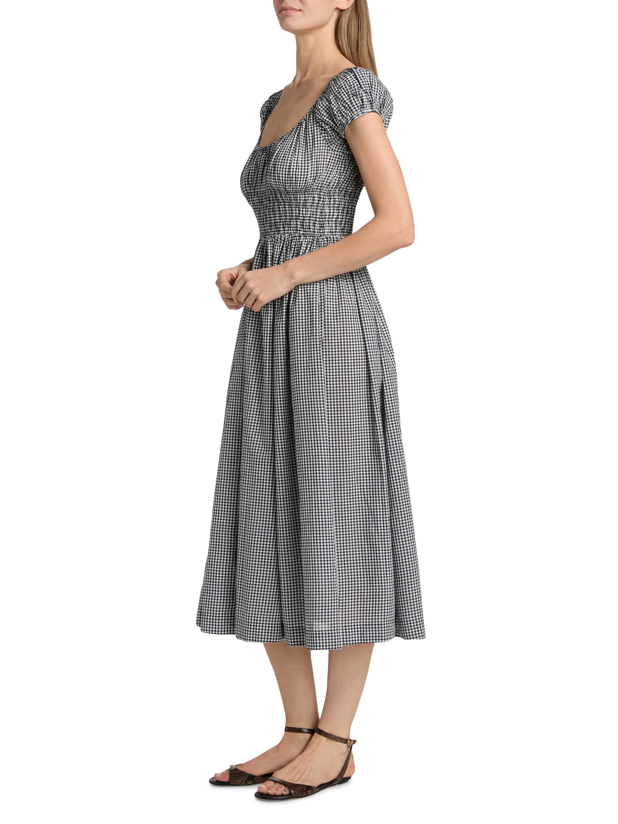 DÔEN Quinley Gingham Cotton Scoopneck Midi-Dress | Saks Fifth Avenue