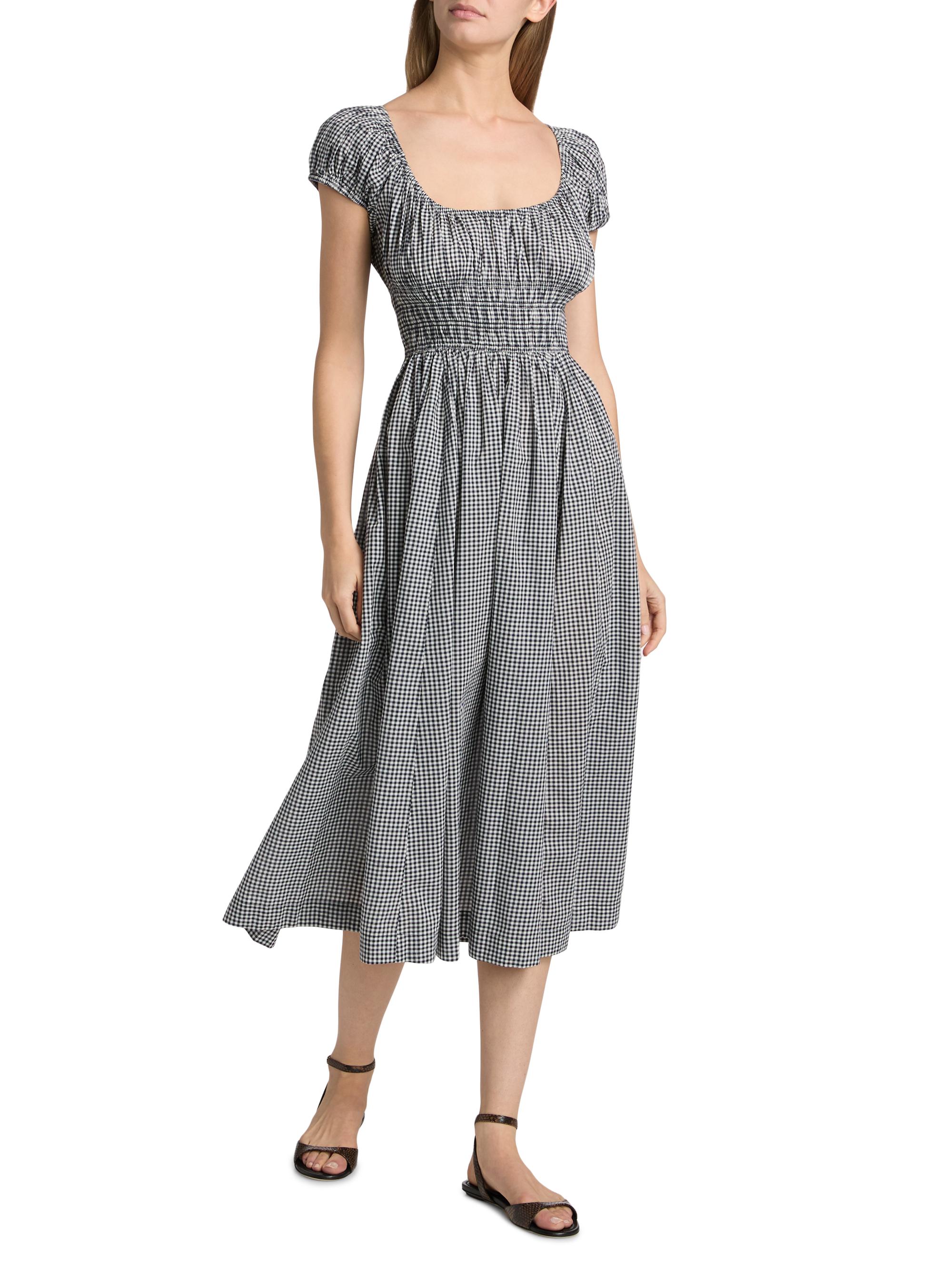 DÔEN Quinley Gingham Cotton Scoopneck Midi-Dress | Saks Fifth Avenue