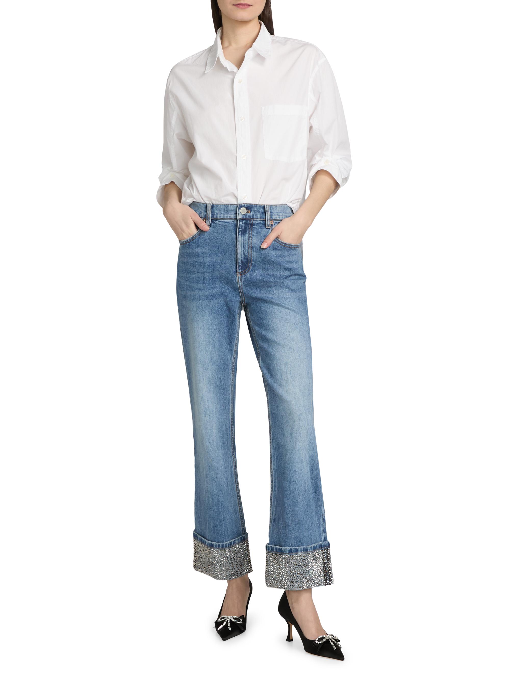 ALICE + OLIVIA Embellished-Cuff Jeans | Saks Fifth Avenue