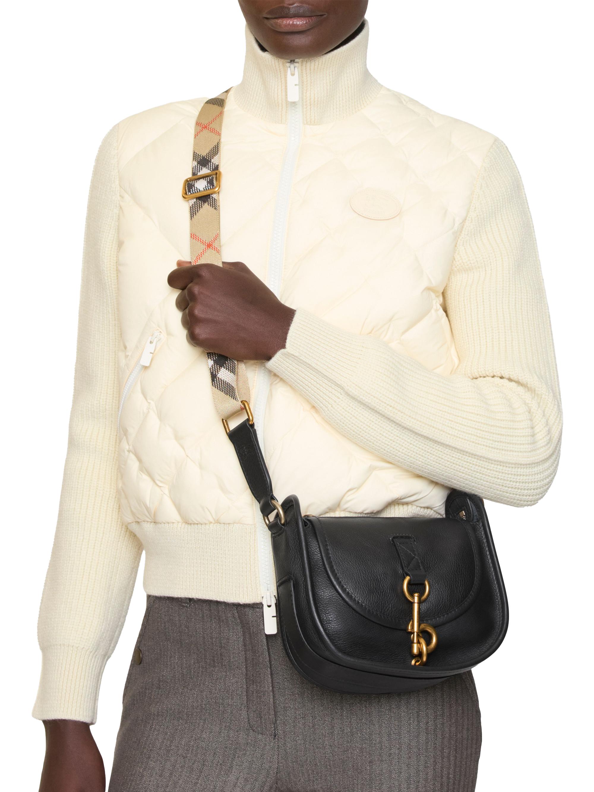 Burberry Mini Check-Strap Leather Messenger Bag | Saks Fifth Avenue