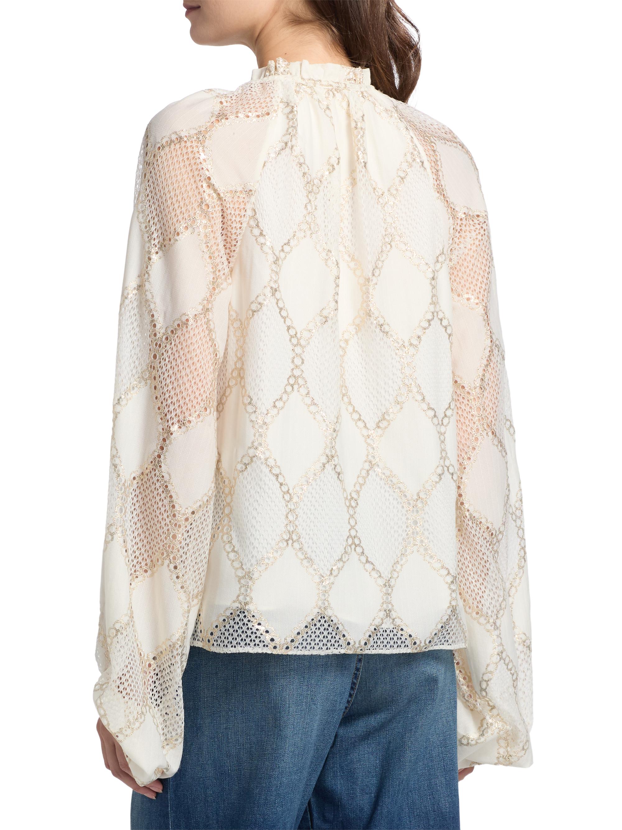 Ramy Brook Ria Metallic Snakeskin-Diamond Blouse | Saks Fifth Avenue