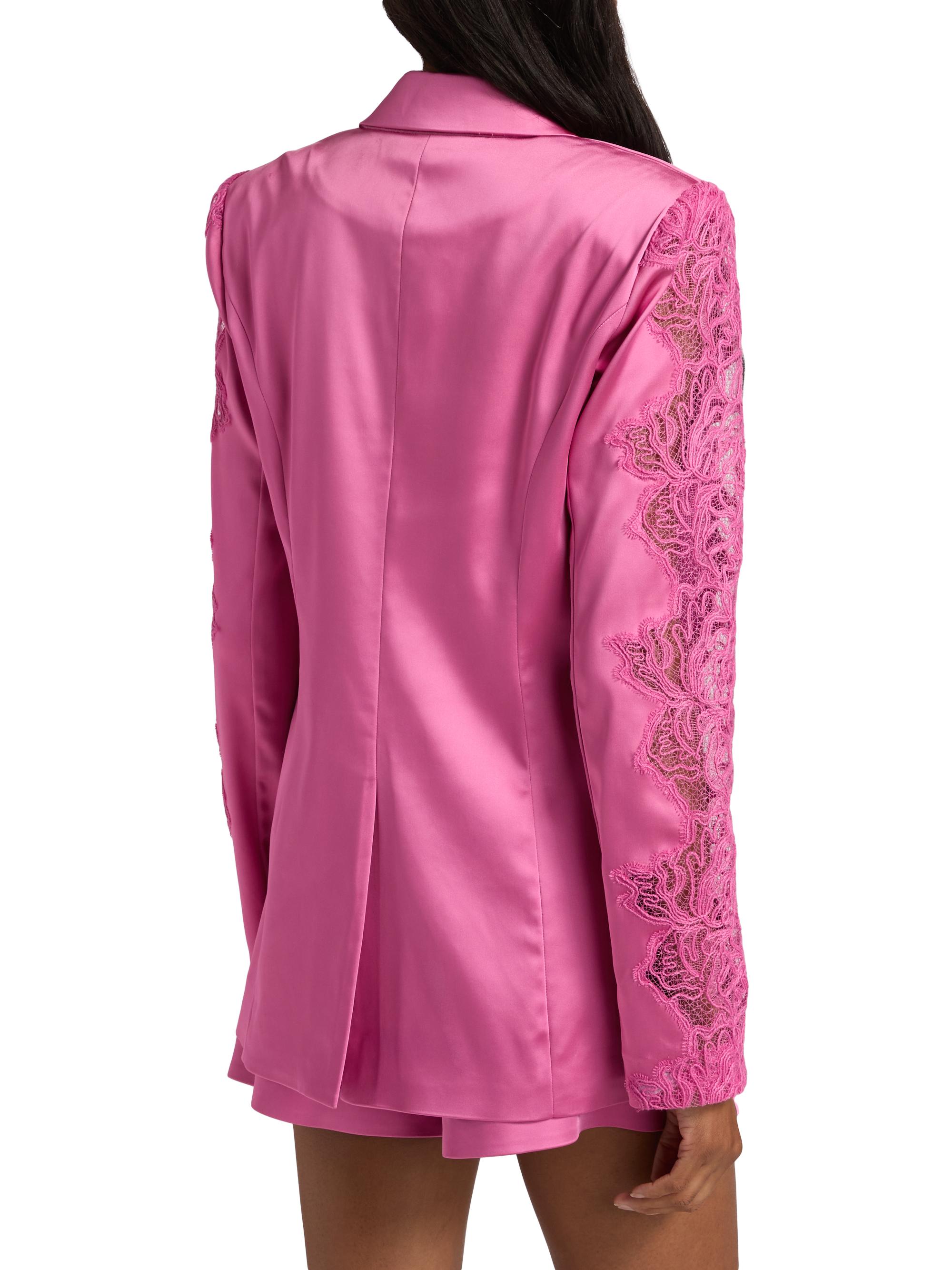 Ramy Brook Foxi Sheer Lace-Embellished Satin Blazer | Saks Fifth Avenue