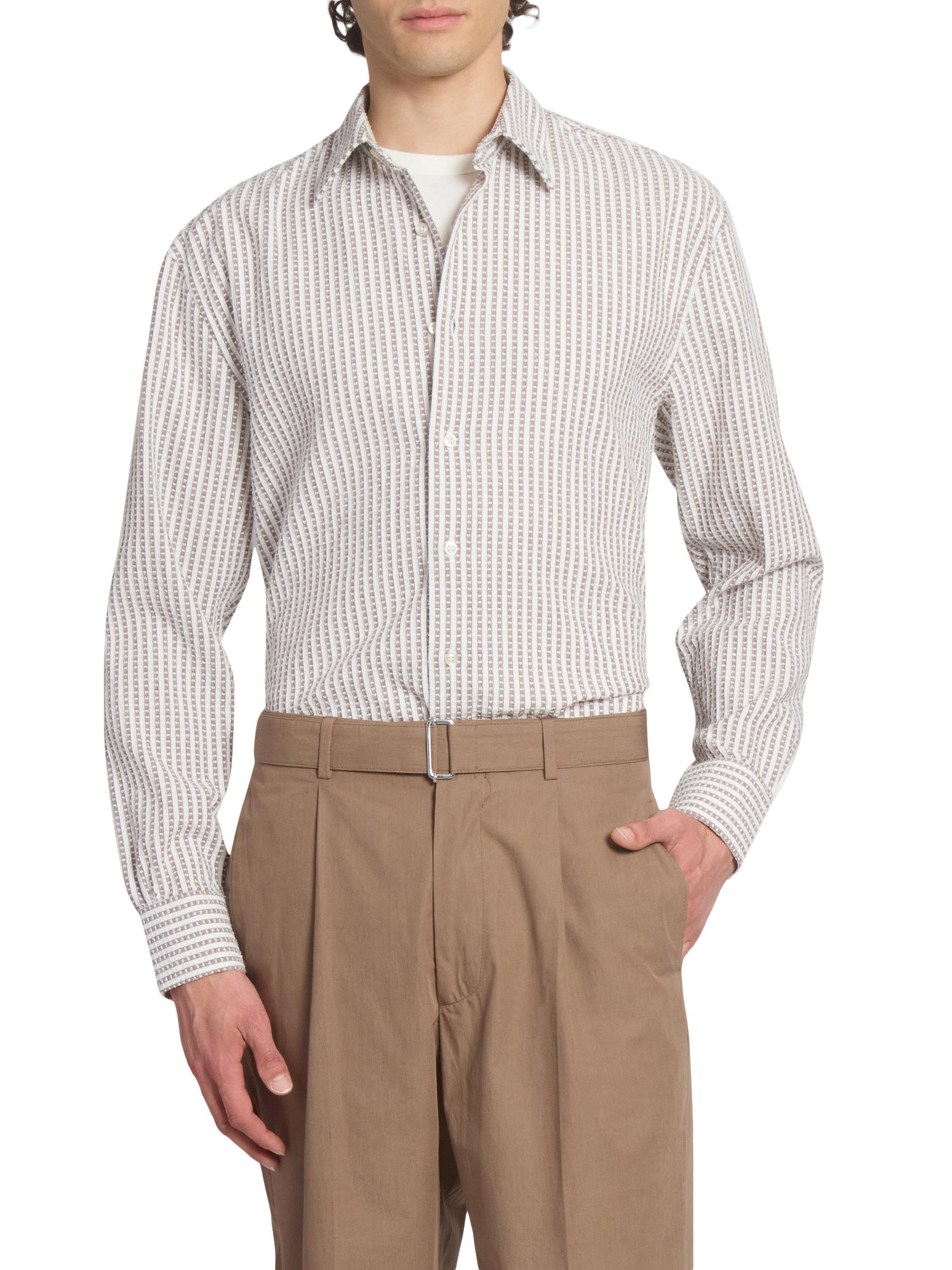 Officine Générale Gad Striped Cotton Shirt | Saks Fifth Avenue