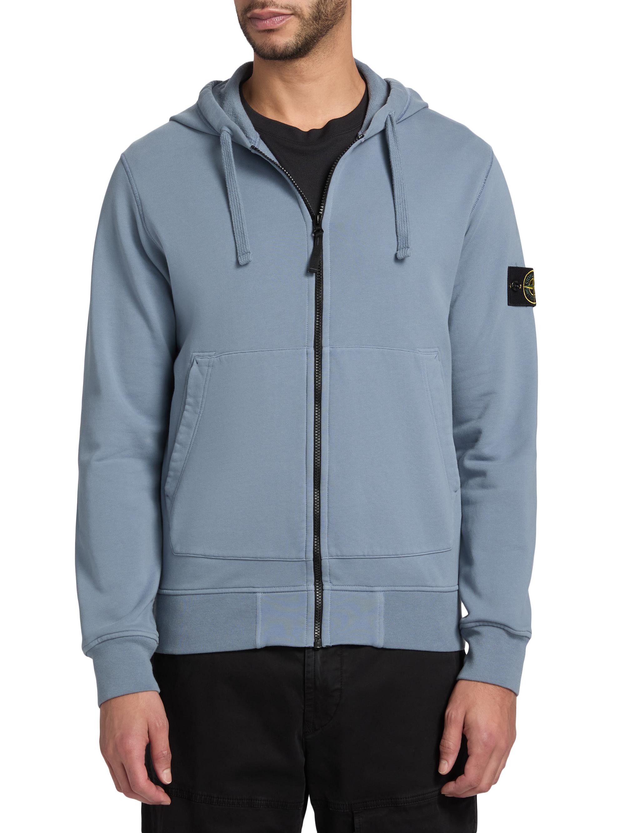 Stone Island Logo Cotton Zip-Front Hoodie | Saks Fifth Avenue