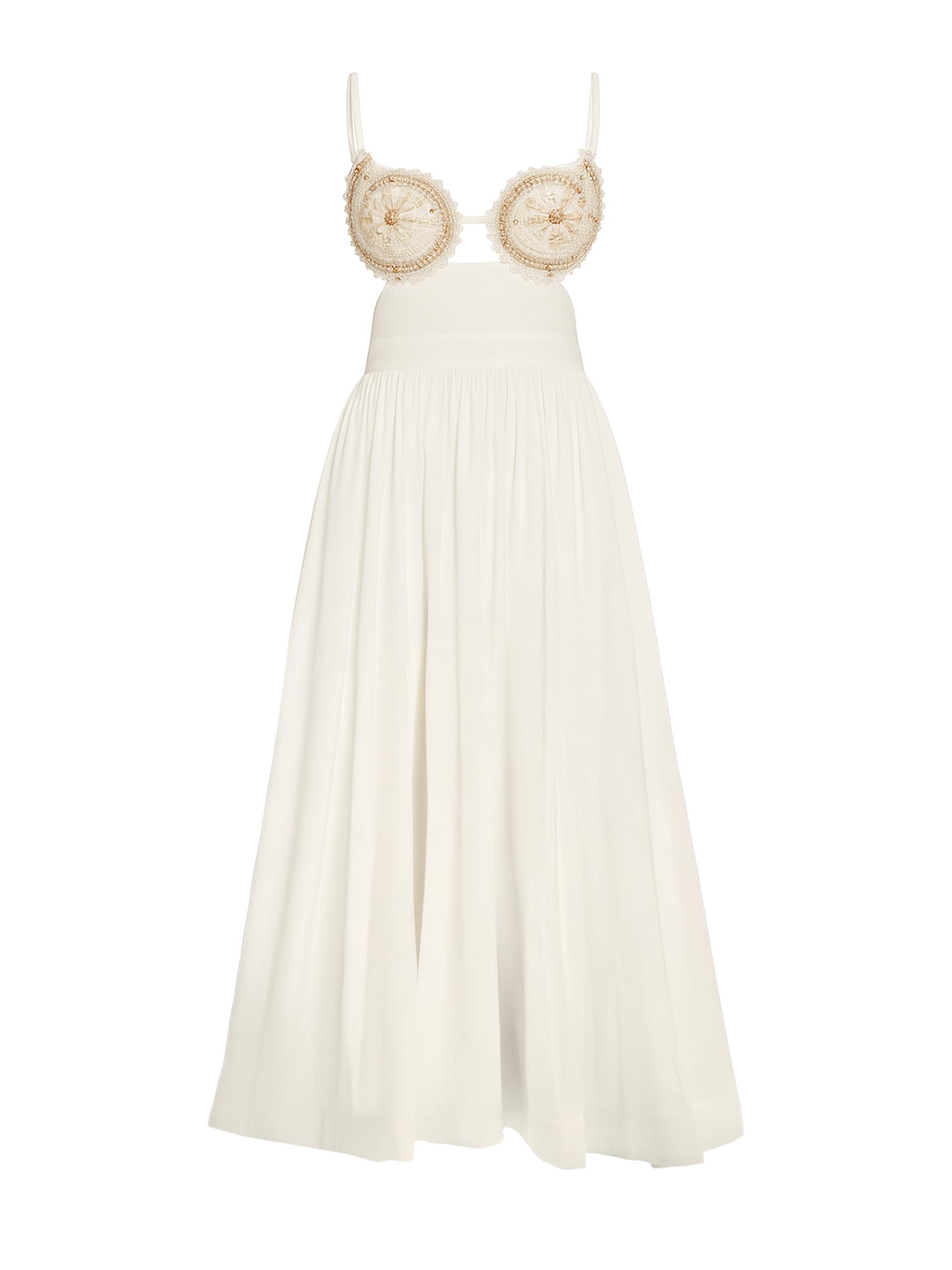 PatBO Seaweed Shell Embroidered Cotton Midi-Dress | Saks Fifth Avenue